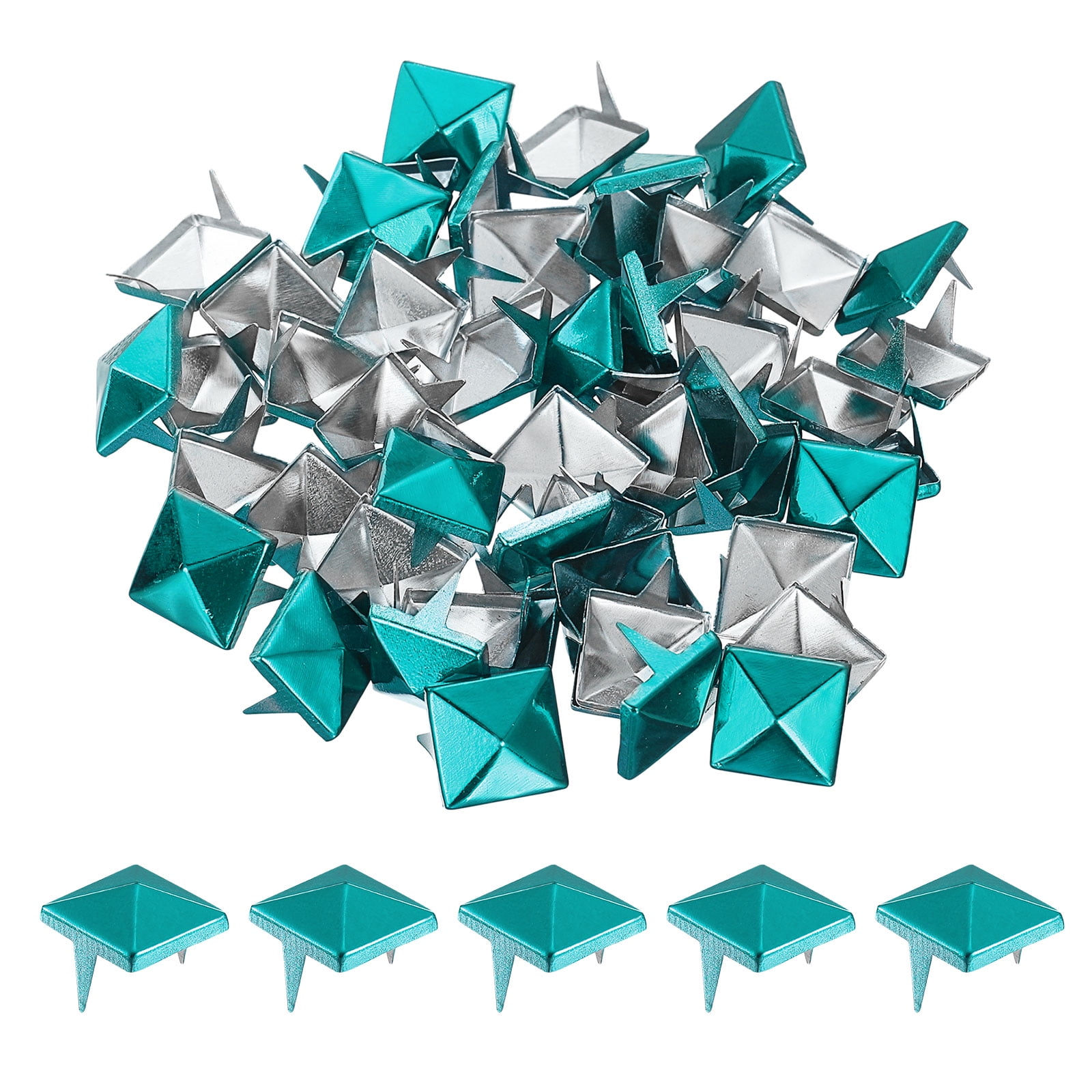 80 Pack Pyramid Rivets for Clothing, 12mm 2-Jaw Square Rivets, Blue ...