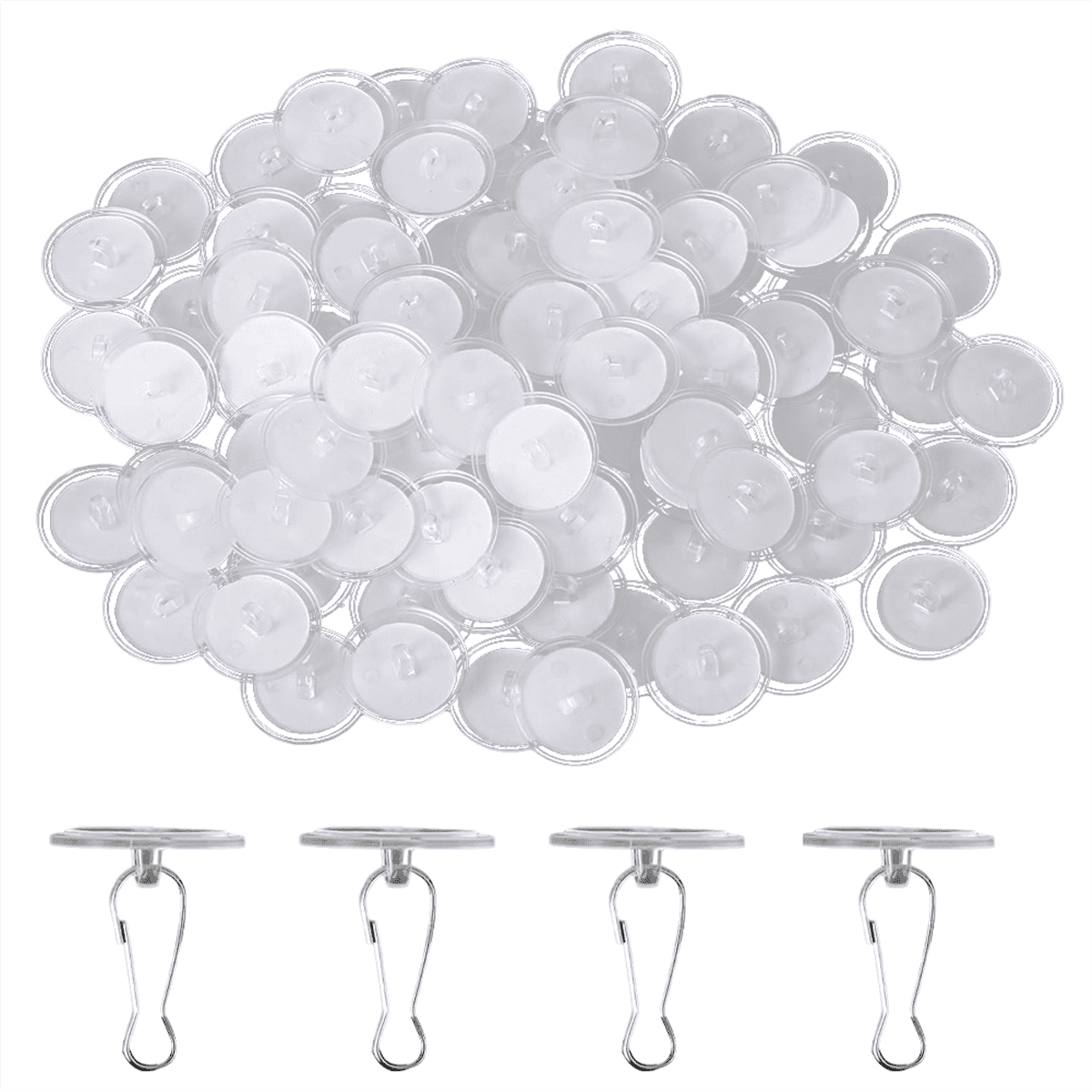 80 Pack Removable Transparent Wall Hanger Self-Adhesive Ceiling Hooks ...