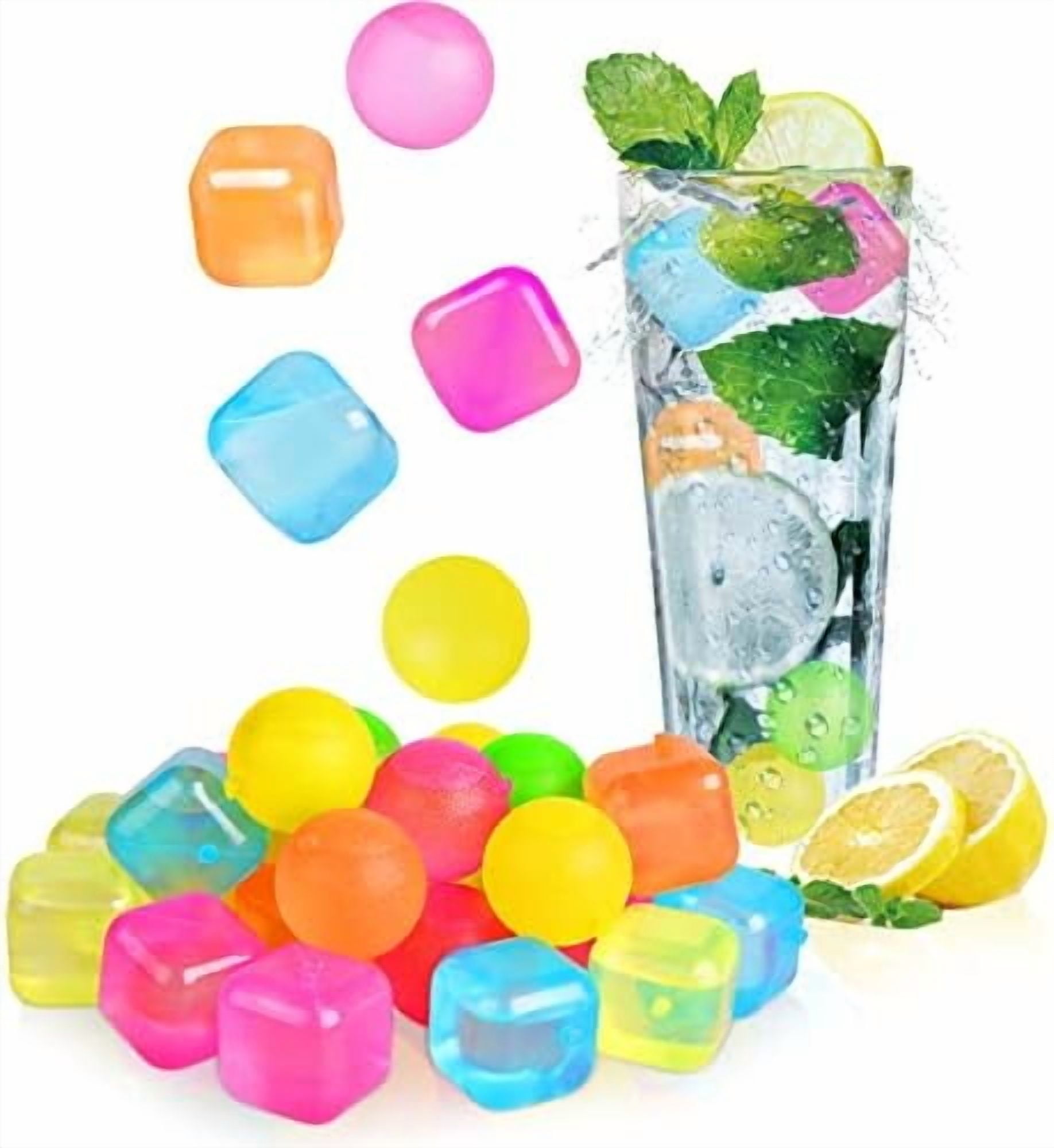 80 Pack Reusable Ice Cube for Drinks, Globe Square Plastic ice Cubes ...