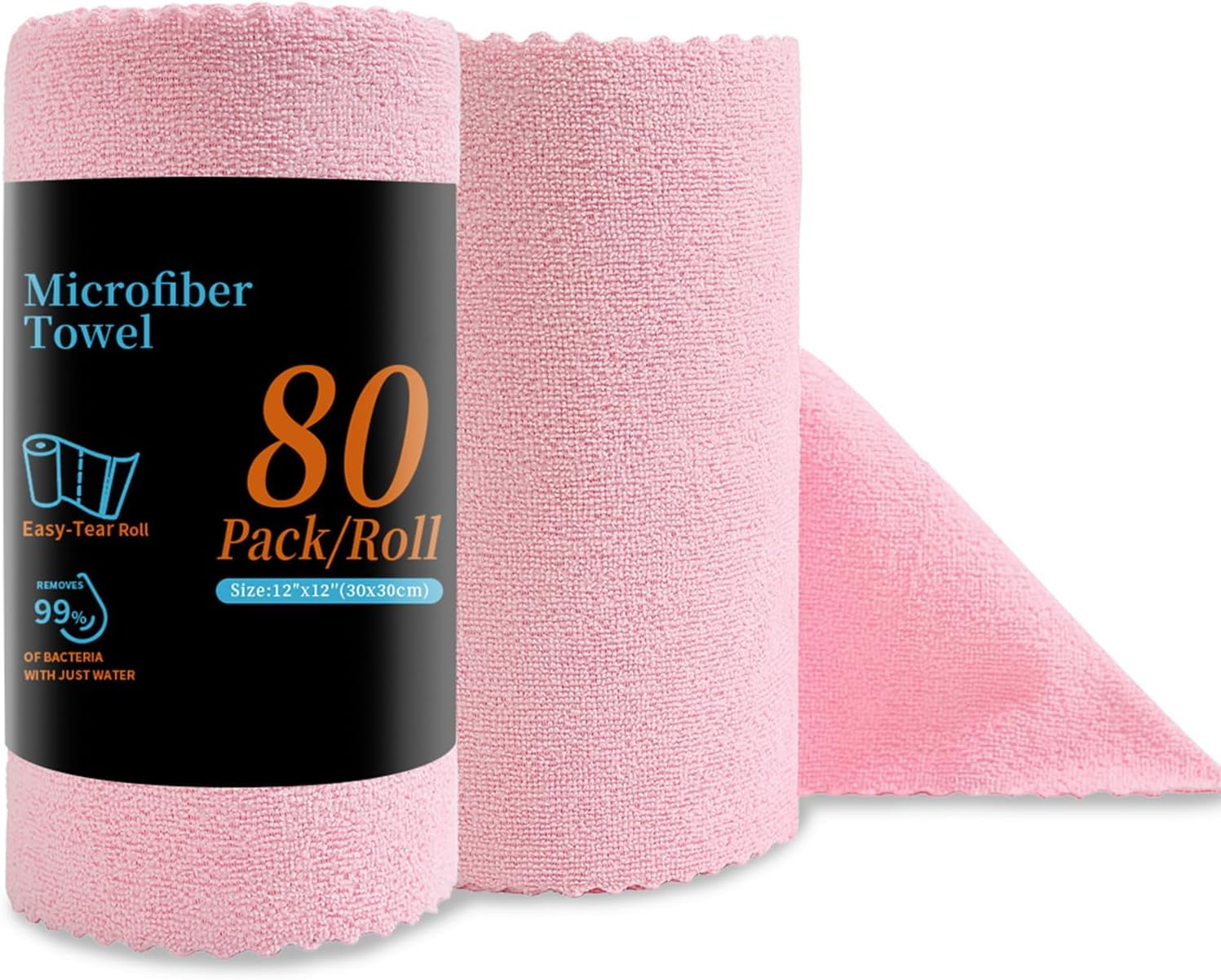 80 Pack Reusable Paper Towels Pink Microfiber Cleaning Cloth Roll 12 ...