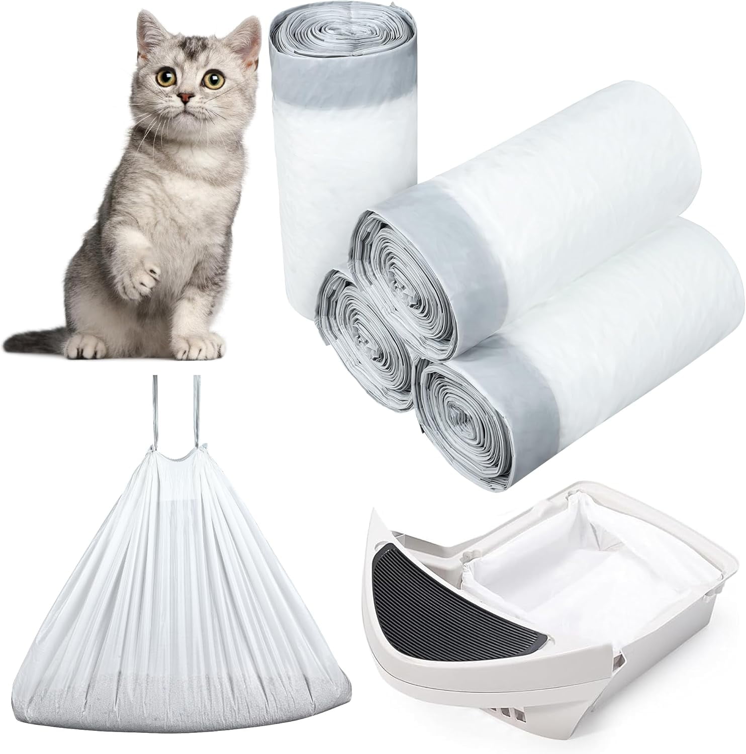 80 Pack Self-Cleaning Cat Litter Box Liners Replacement Kitty Waste ...