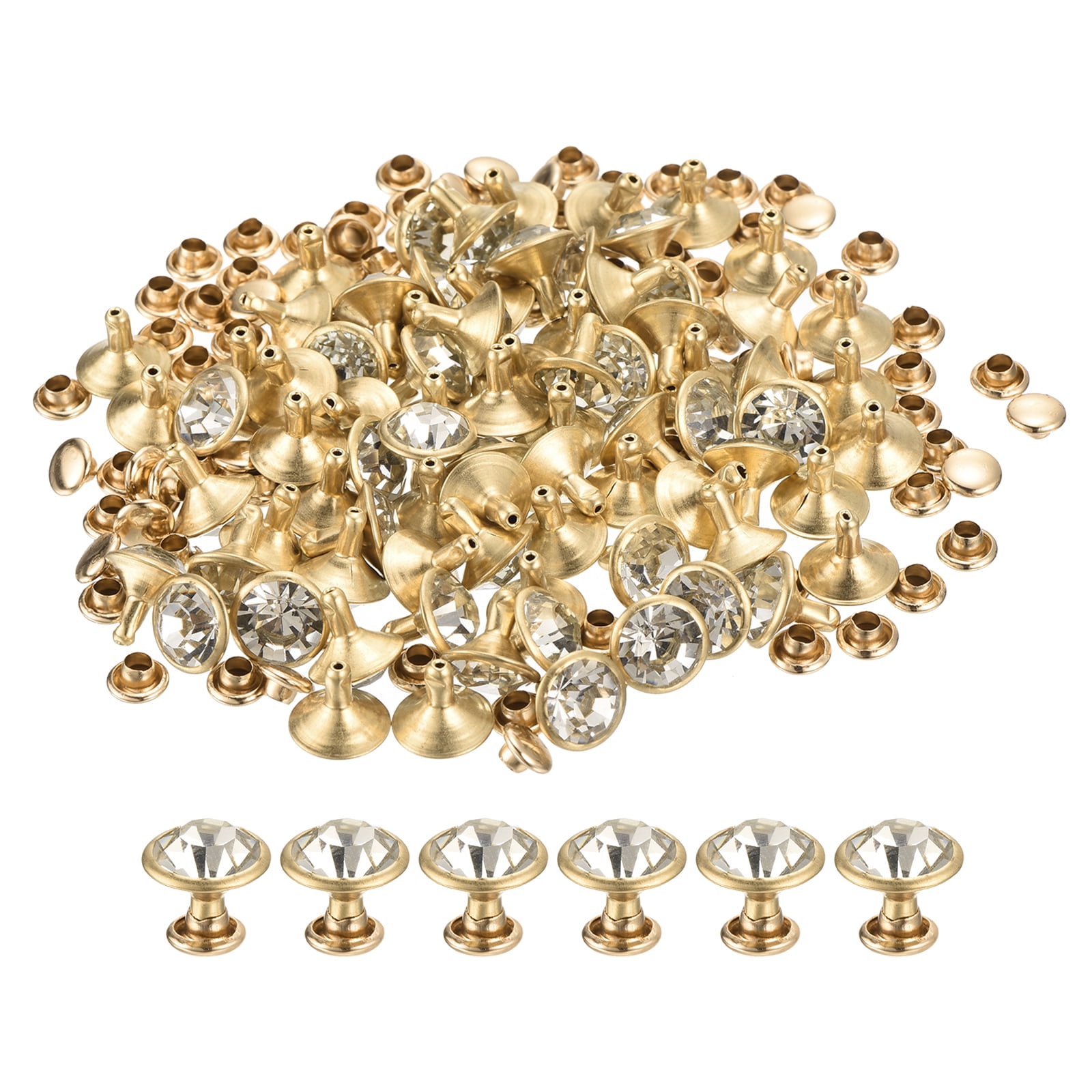 80 Pack White Rhinestone Rivets, 10mm/0.39" Leathercraft Rivets Crystal ...