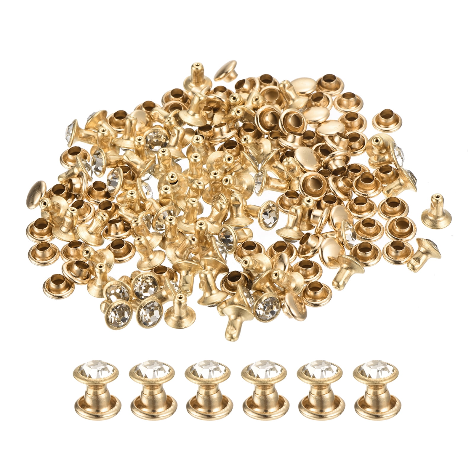 80 Pack White Rhinestone Rivets, 6mm/0.24" Leathercraft Rivets Crystal ...