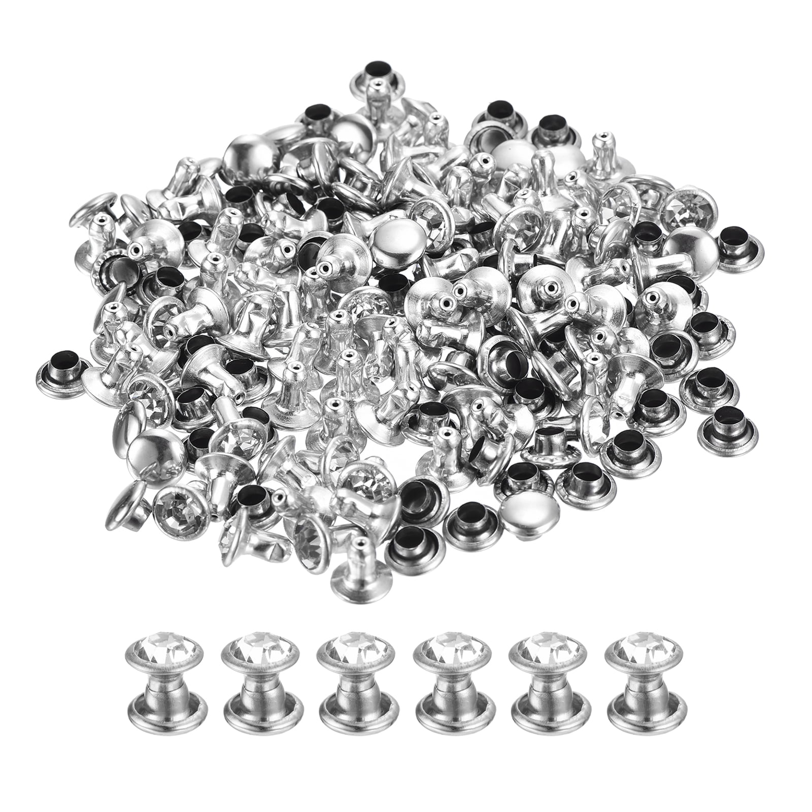 80 Pack White Rhinestone Rivets, 6mm/0.24" Leathercraft Rivets Crystal ...