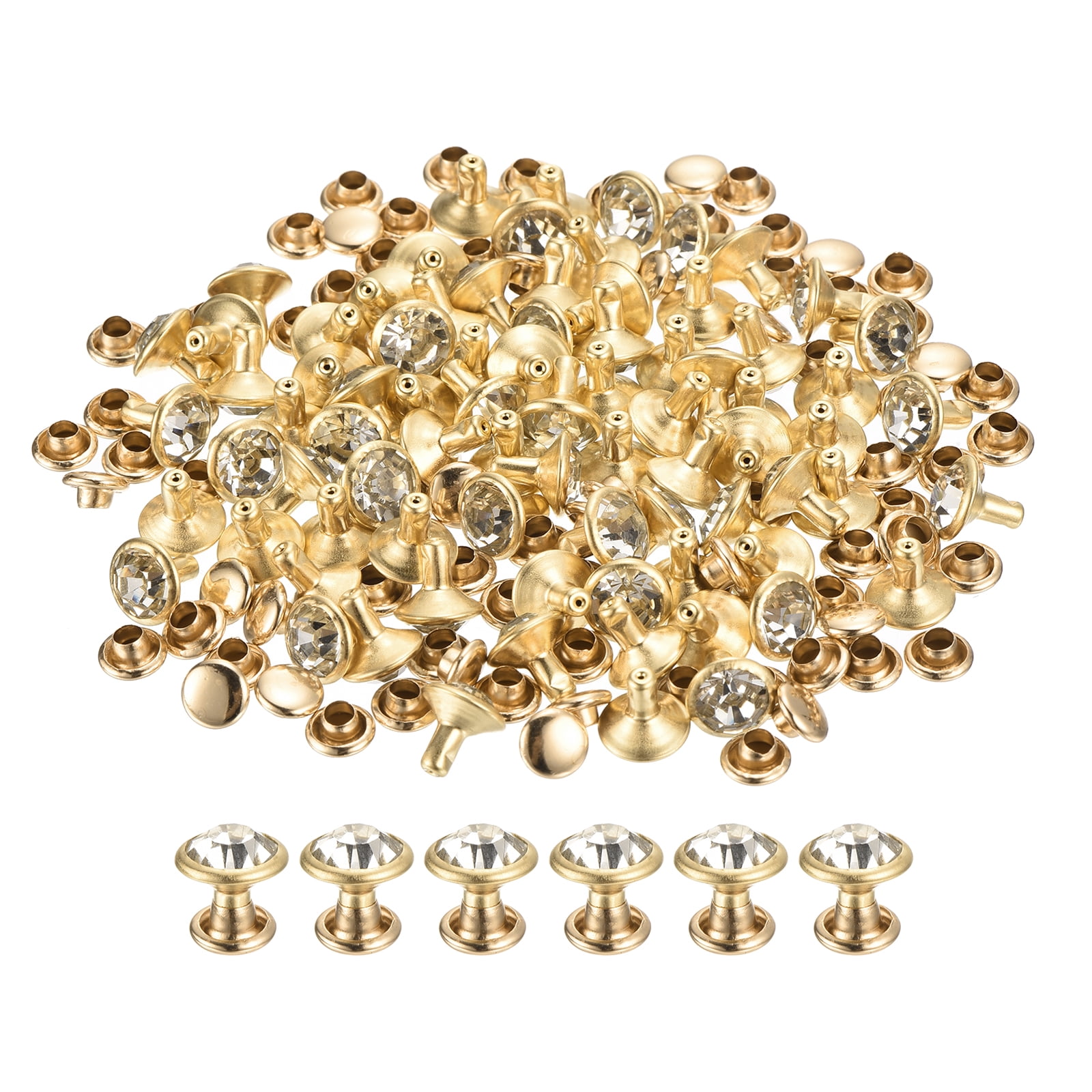 80 Pack White Rhinestone Rivets, 8mm/0.31" Leathercraft Rivets Crystal ...