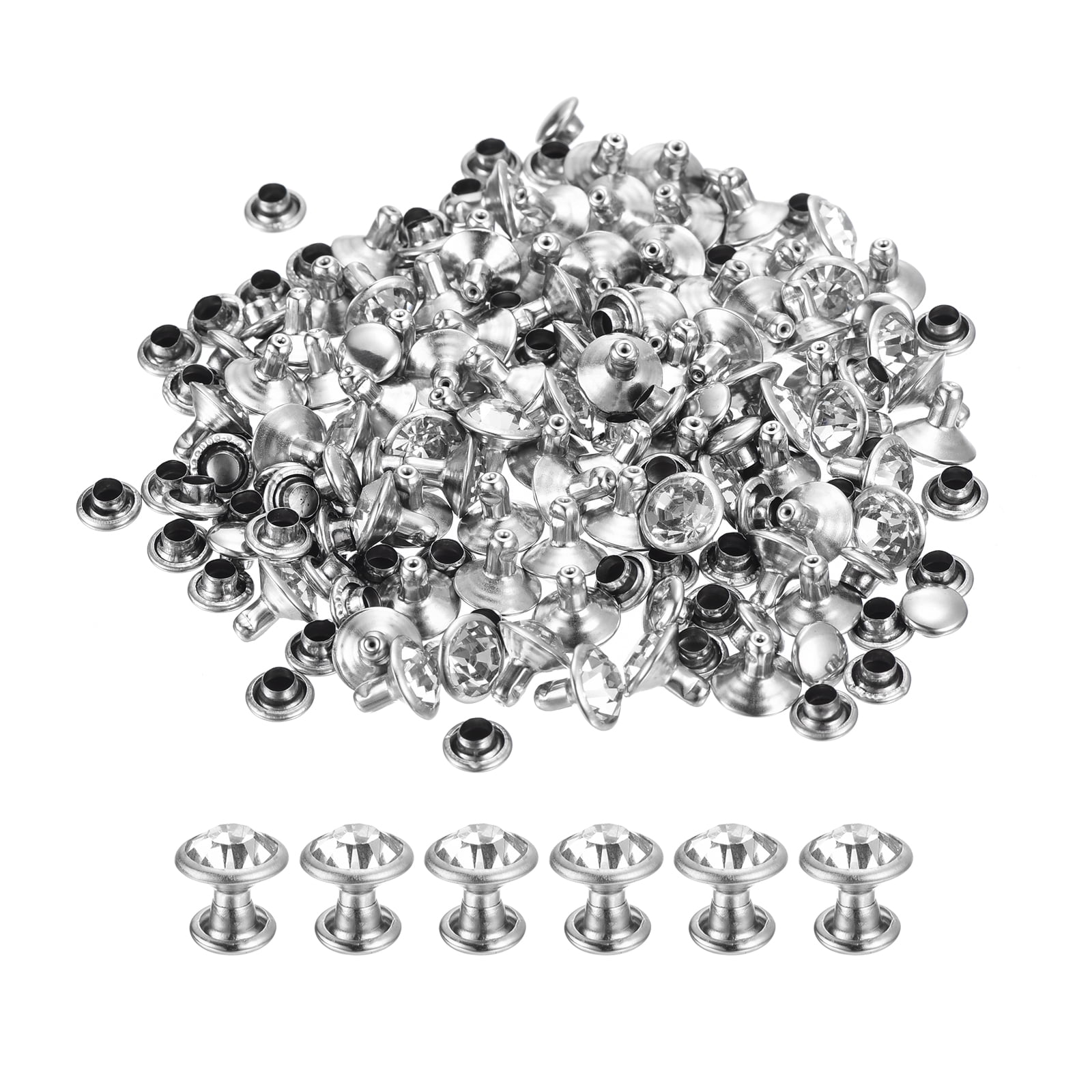 80 Pack White Rhinestone Rivets, 8mm/0.31" Leathercraft Rivets Crystal ...