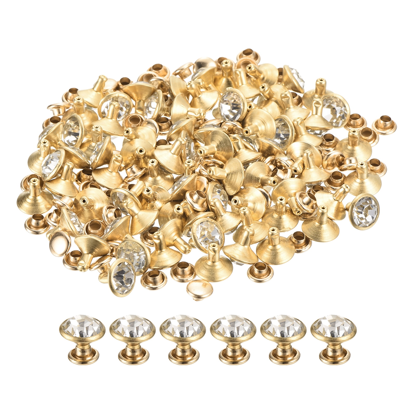 80 Pack White Rhinestone Rivets, 9mm/0.35" Leathercraft Rivets Crystal ...