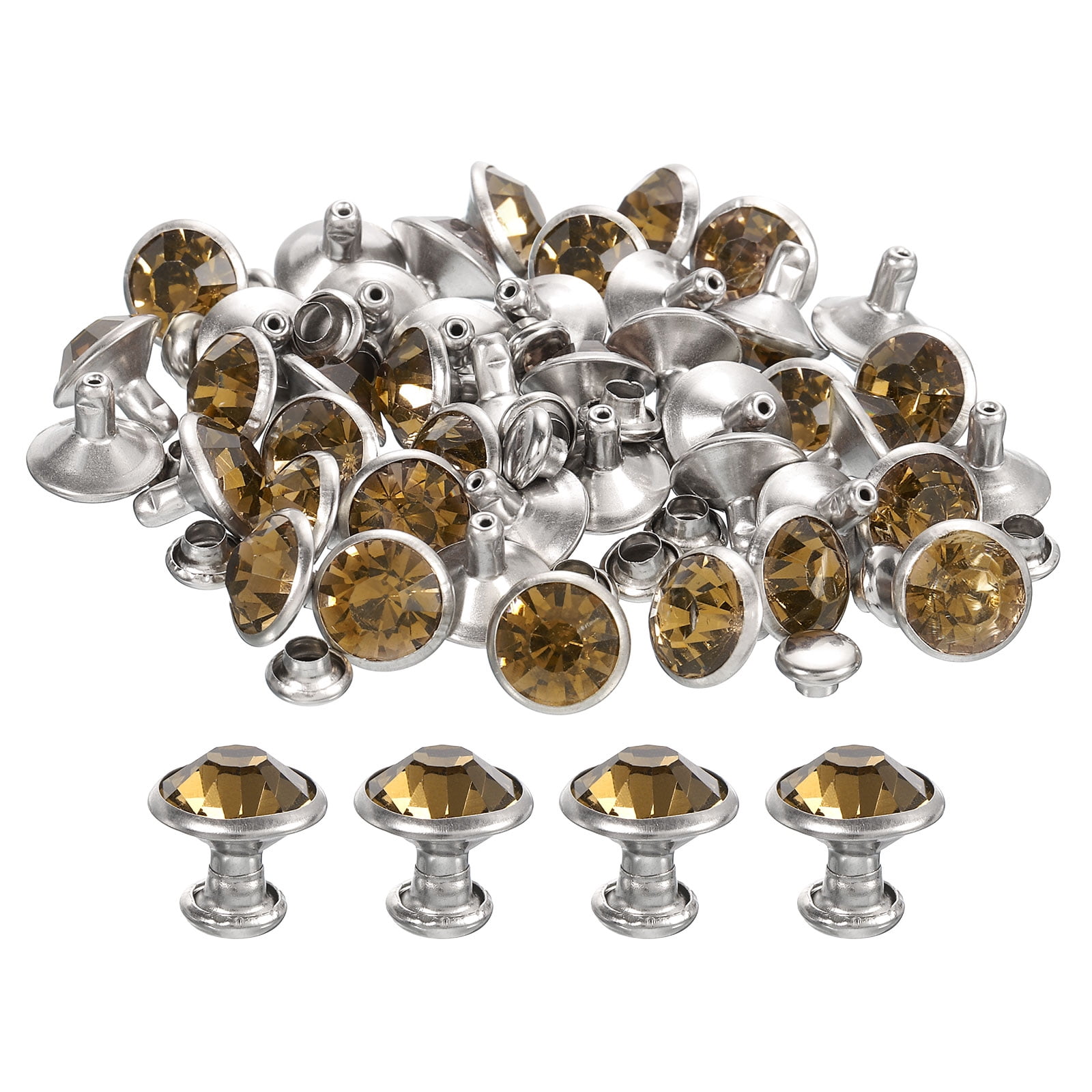 80 Pack Yellow Rhinestone Rivets, 10mm/0.39" Leathercraft Rivets ...