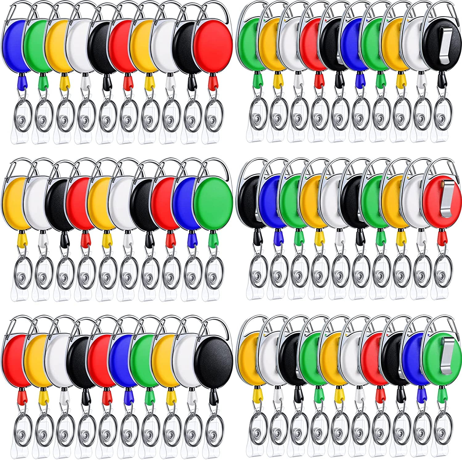 80 Packs Retractable ID Badge Holder Badge Reel with Belt Clip and Key ...