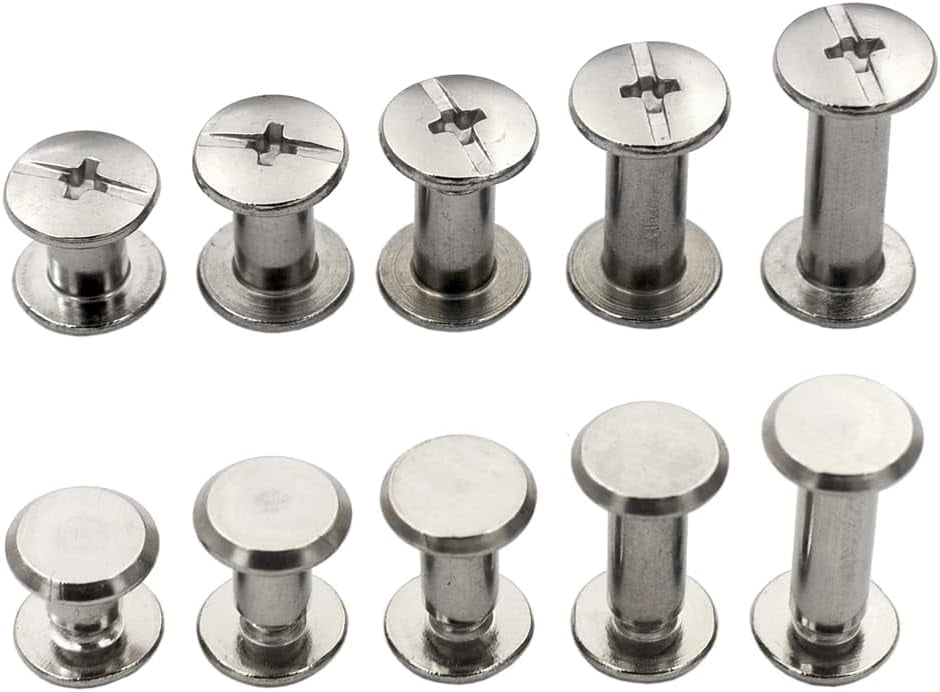 80 Pairs 304 Stainless Steel Leather Rivets Binding Chicago Screws Mix ...