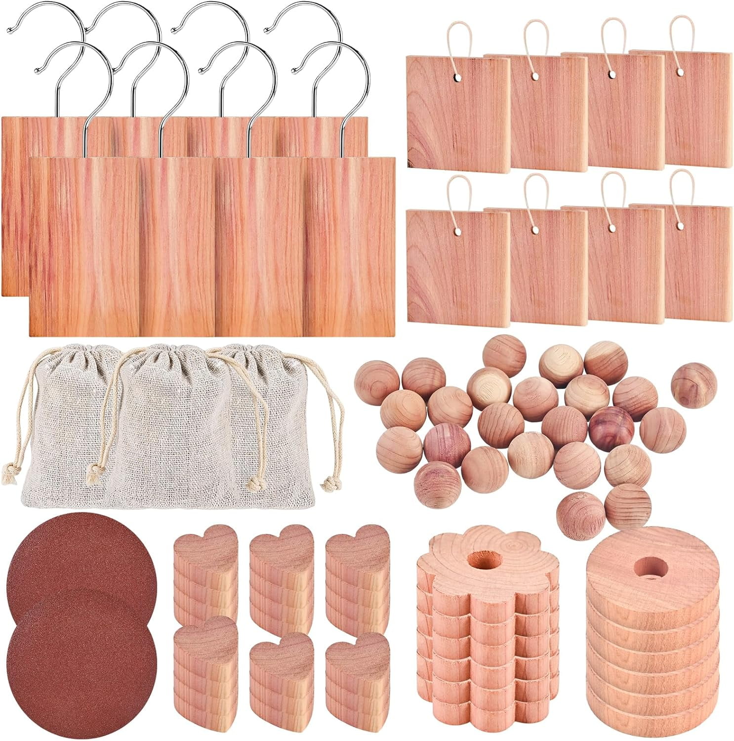 80-Pc Cedar Blocks for Clothes Storage: Blocks, Planks, Hooks, Rings ...