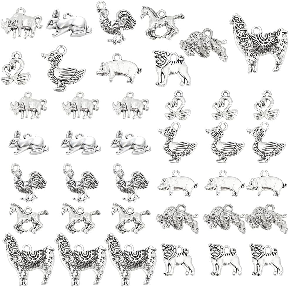 80 Pcs 10 Styles Farming Charm Pig Horse Duck Rabbit Shaped Animal ...