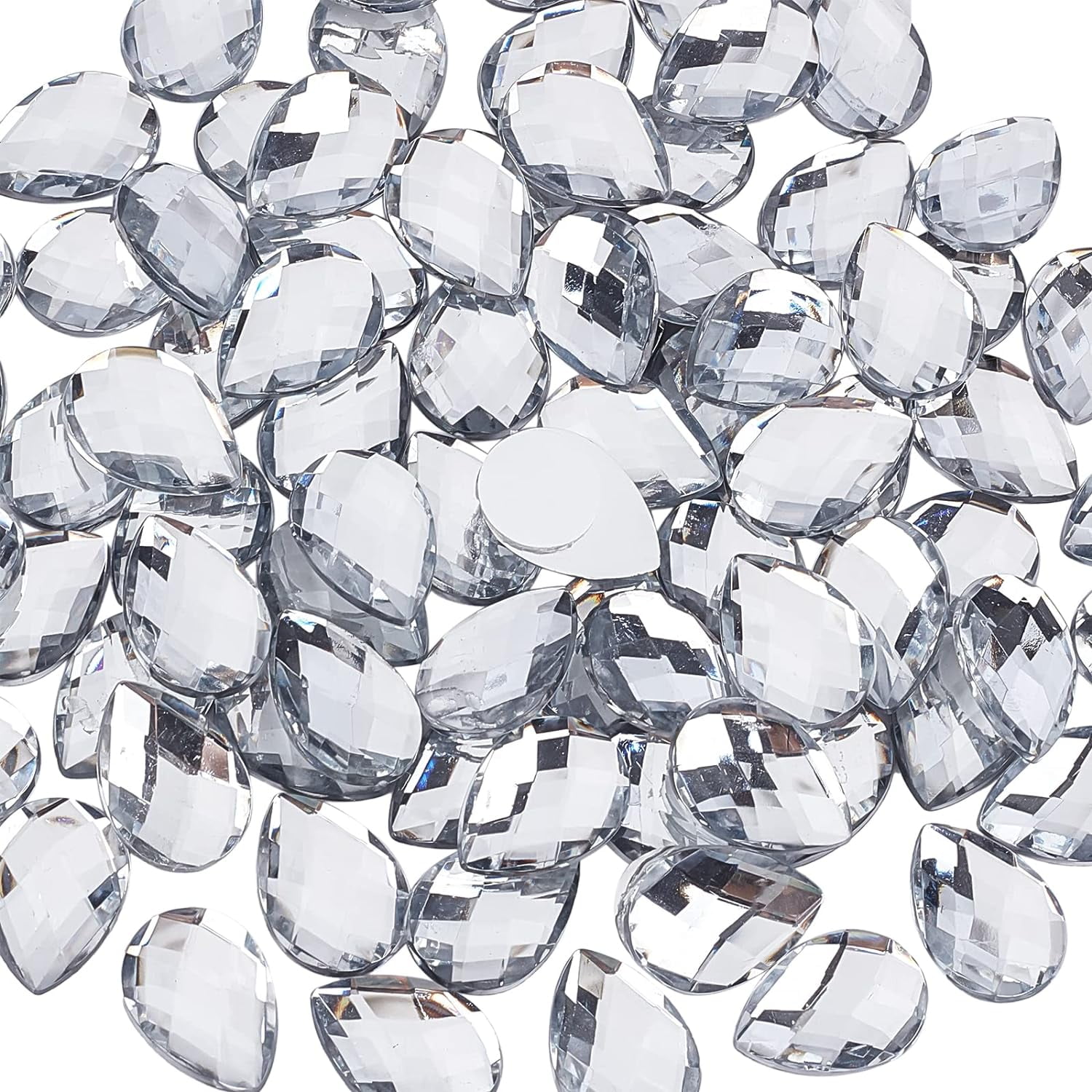 80 Pcs 25x18mm Extral Large Flat Back Teardrop Acrylic Self-Adhesive ...
