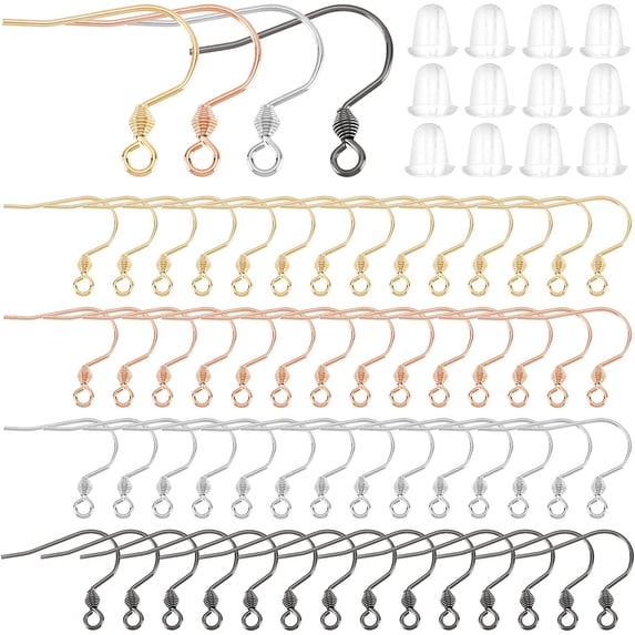 80 Pcs 4 Colors Earring Hooks Stainless Steel/Gold/Rose Gold/Gunmetal ...