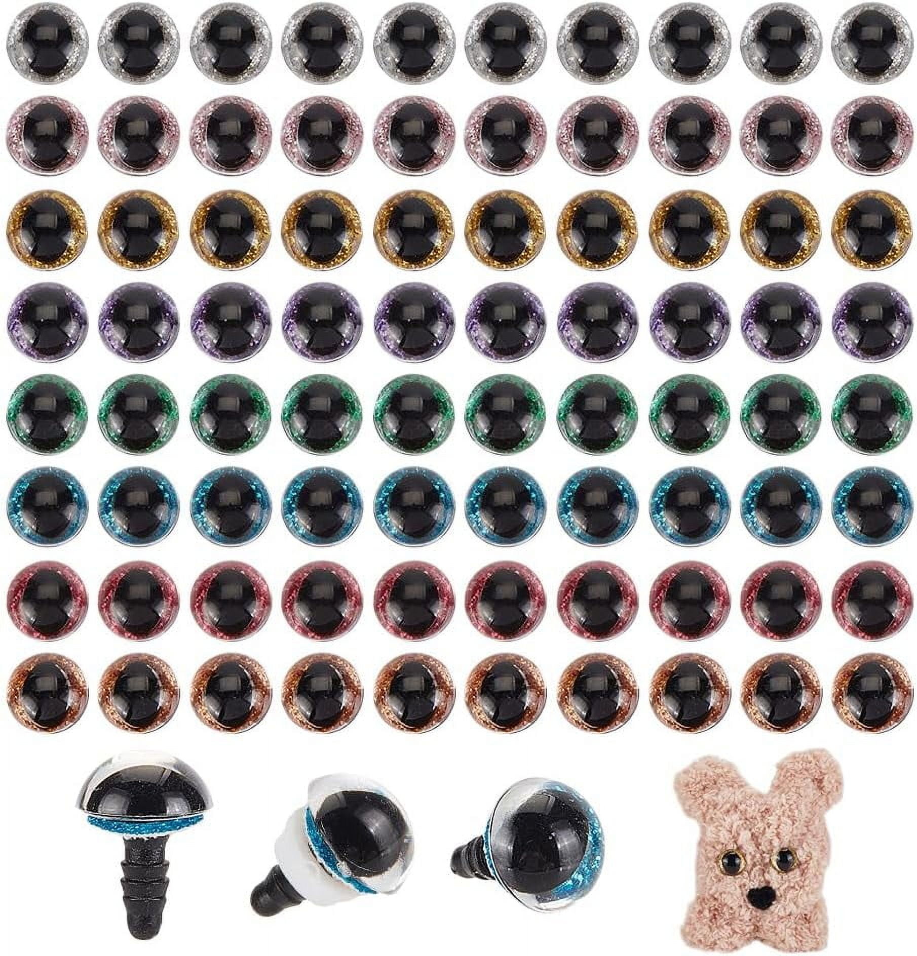 80 Pcs 8 Colors Plastic Craft Eyes with Spacer 16mm Half Round Cartoon ...