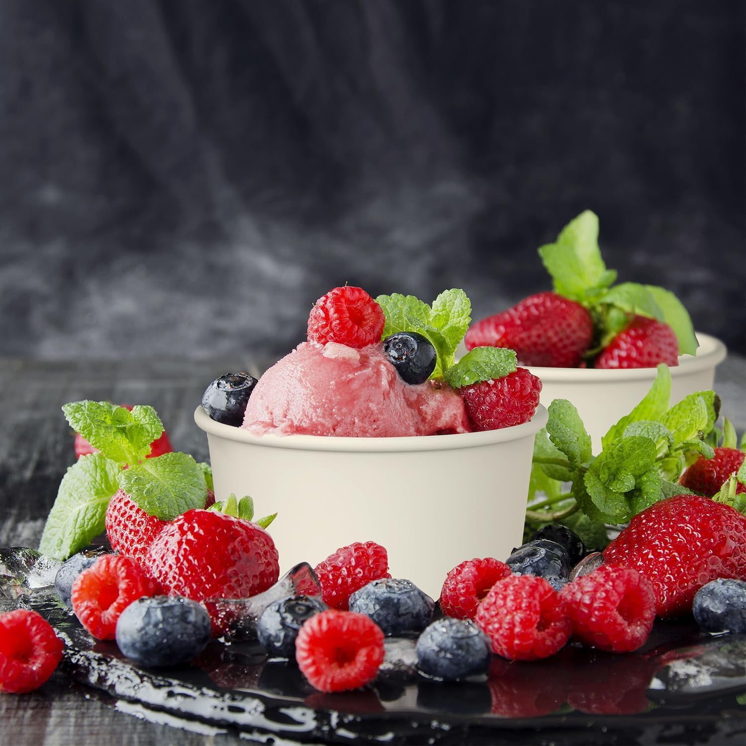 80 Pcs 8 Ounce Ice Cream Cups Disposable Paper Cups Dessert Bowls for ...