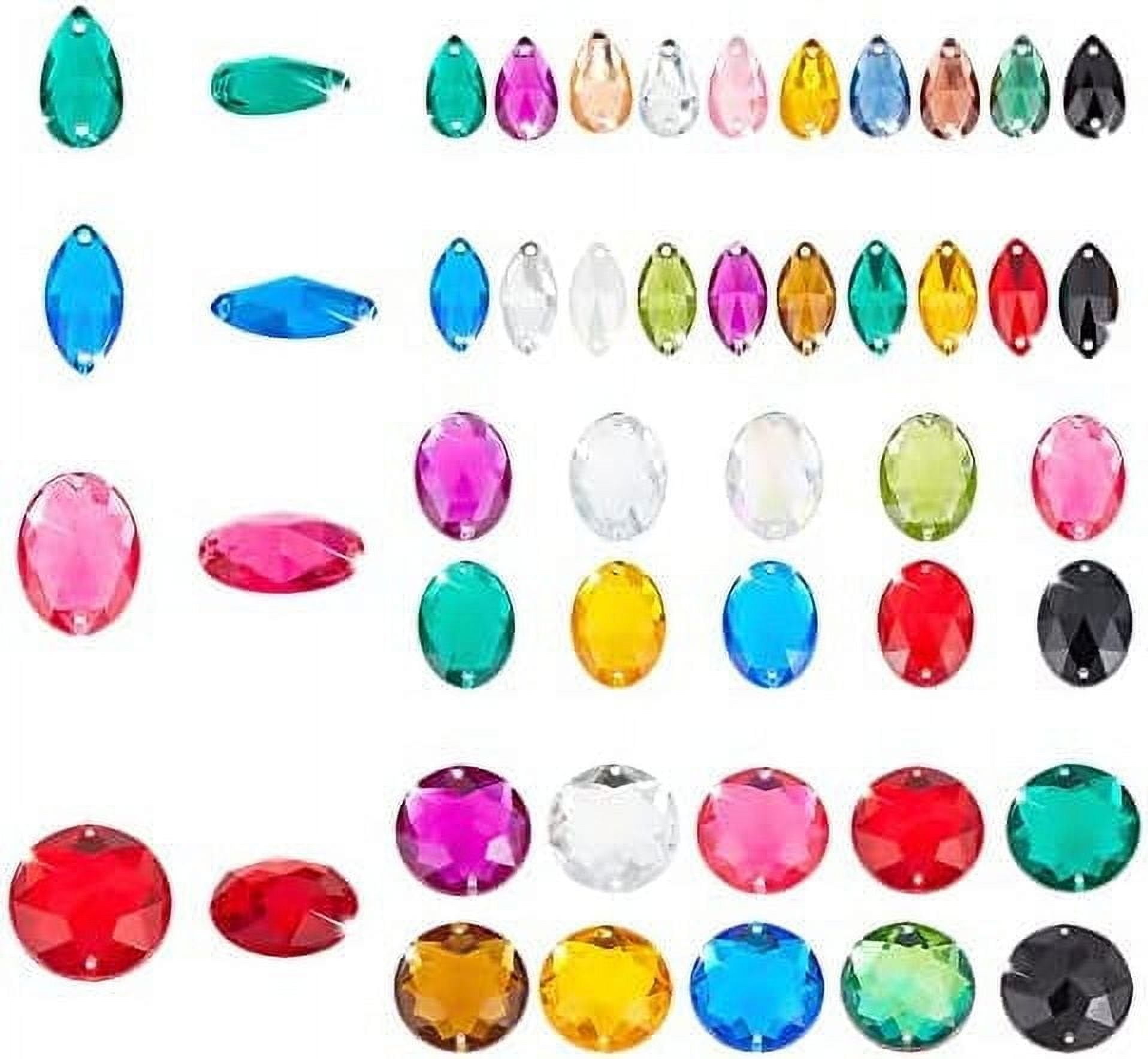 80 Pcs Acrylic Sew on Rhinestone Faceted Flatback Crystal Buttons Gems ...