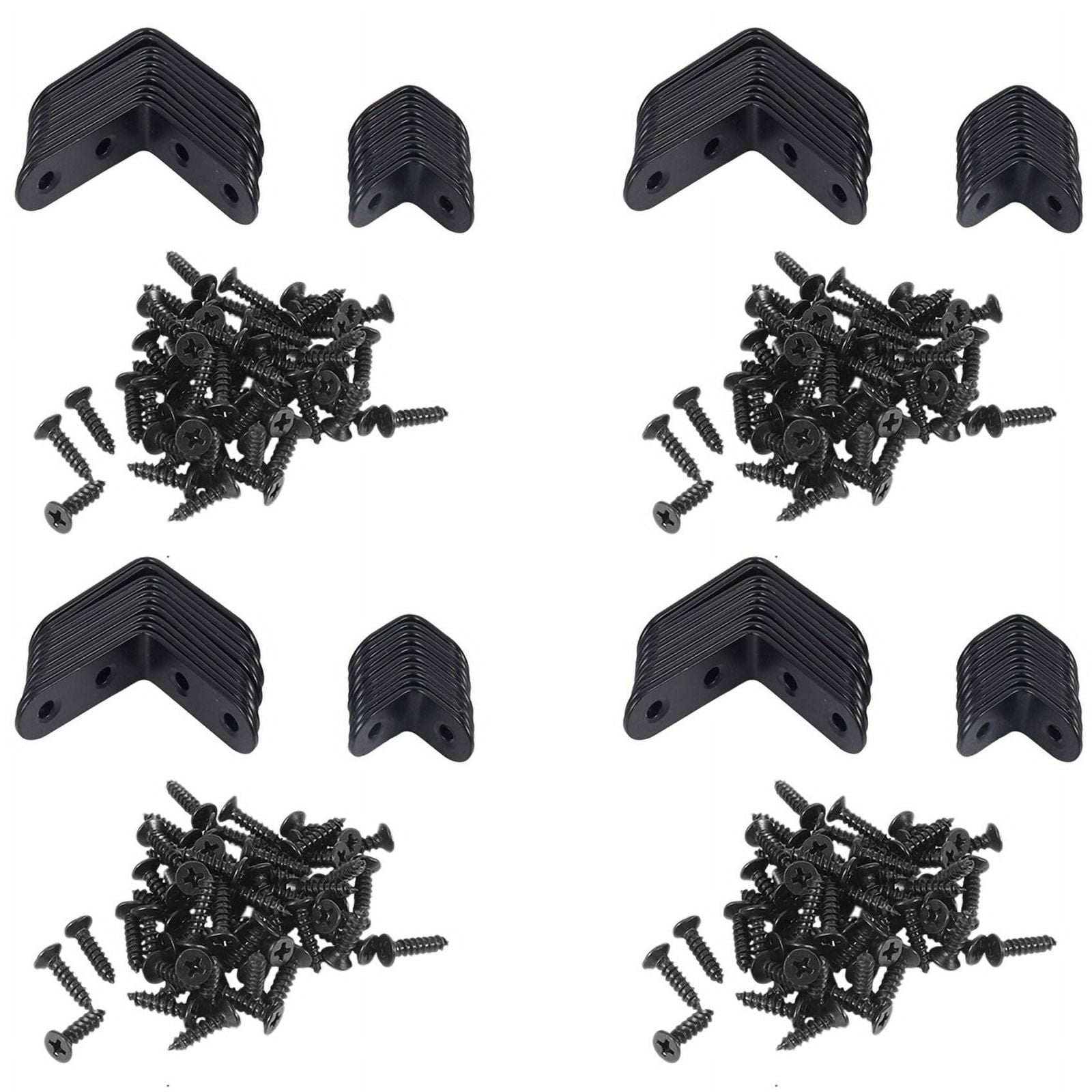 80 Pcs Black L Brackets 90 Degree Angle Joint Bracket Fastener for Wood ...