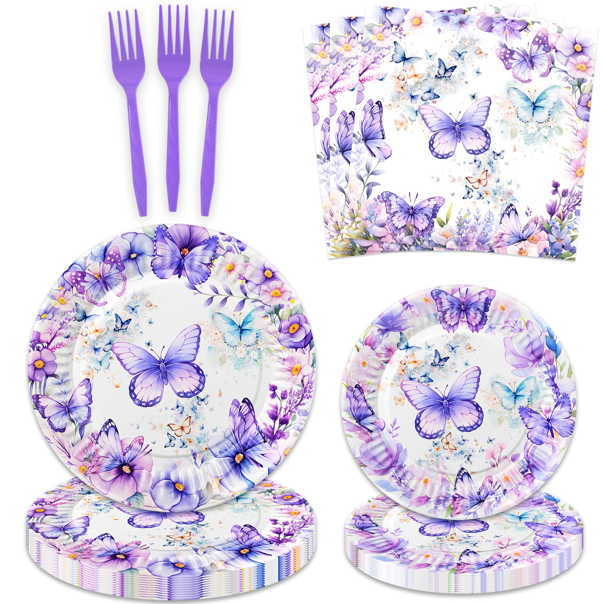 80 Pcs Butterfly Birthday Party Supplies Spring Butterfly Disposable ...