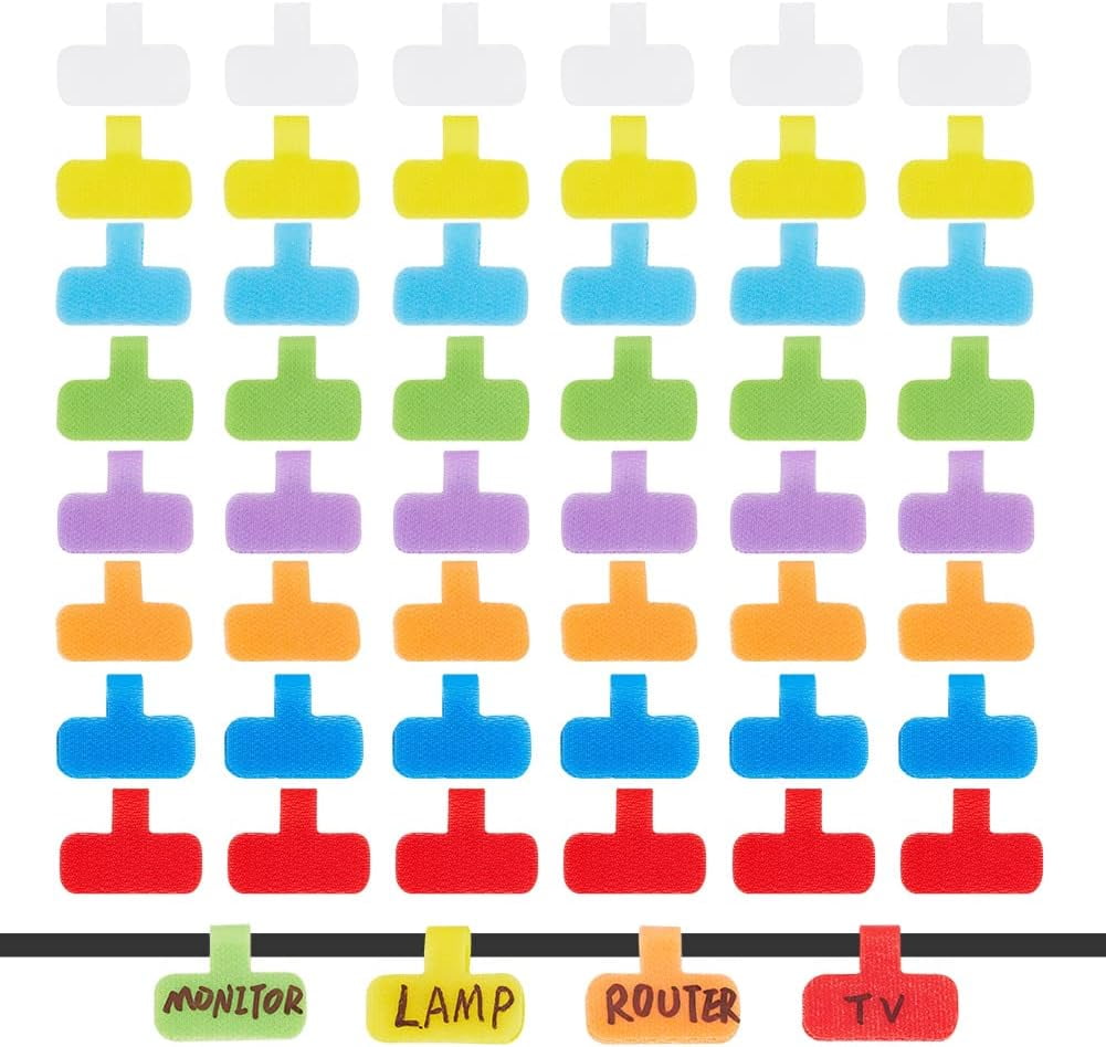 80 Pcs Cable Cord Labels Multicolored Wire Labels Nylon Self Adhesive ...