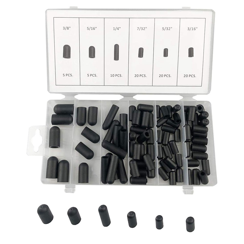 80 Pcs Carburetor Vacuum Line Hose Rubber Boot Cap Assortment Kit 5/32 ...