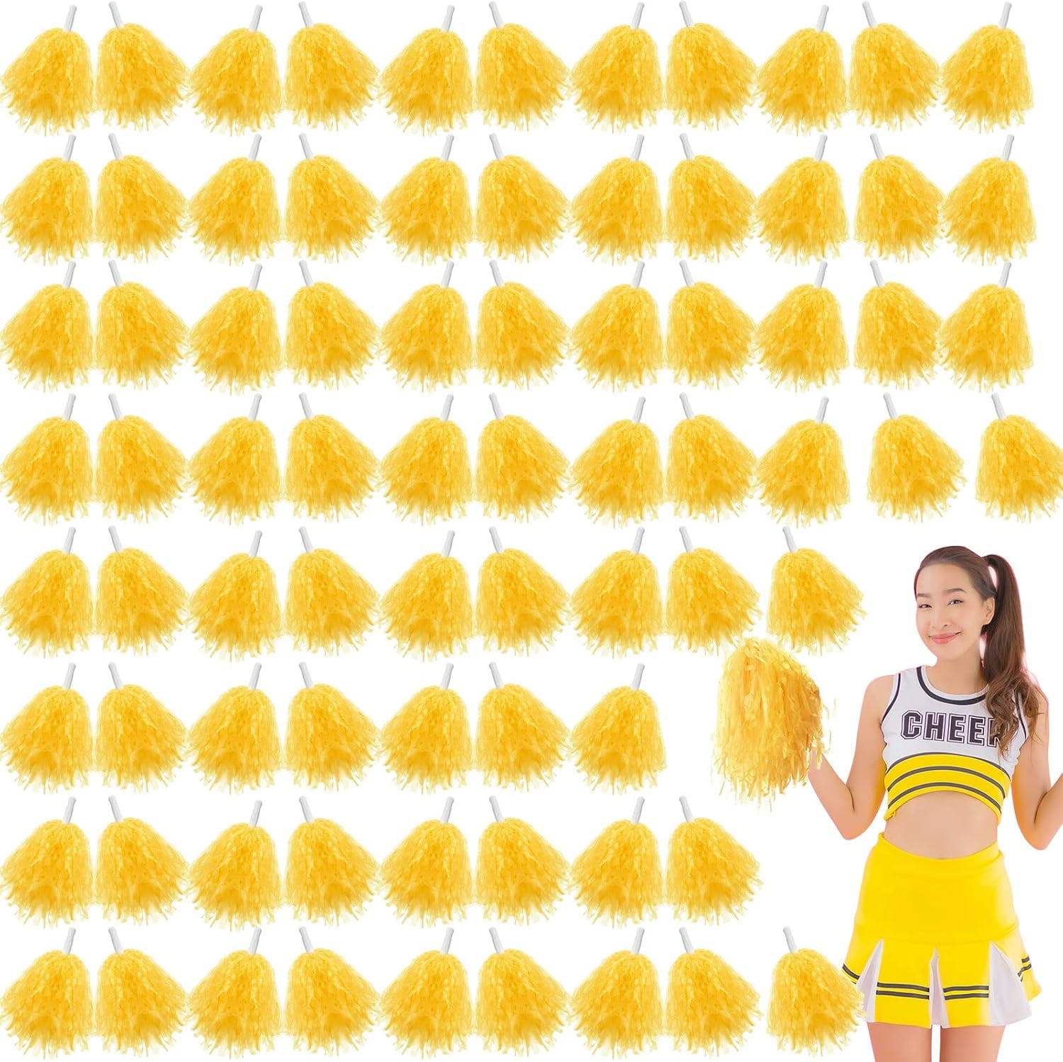 80 Pcs Cheerleading Pom Poms Sports Dance Cheer Pompoms with Handles ...