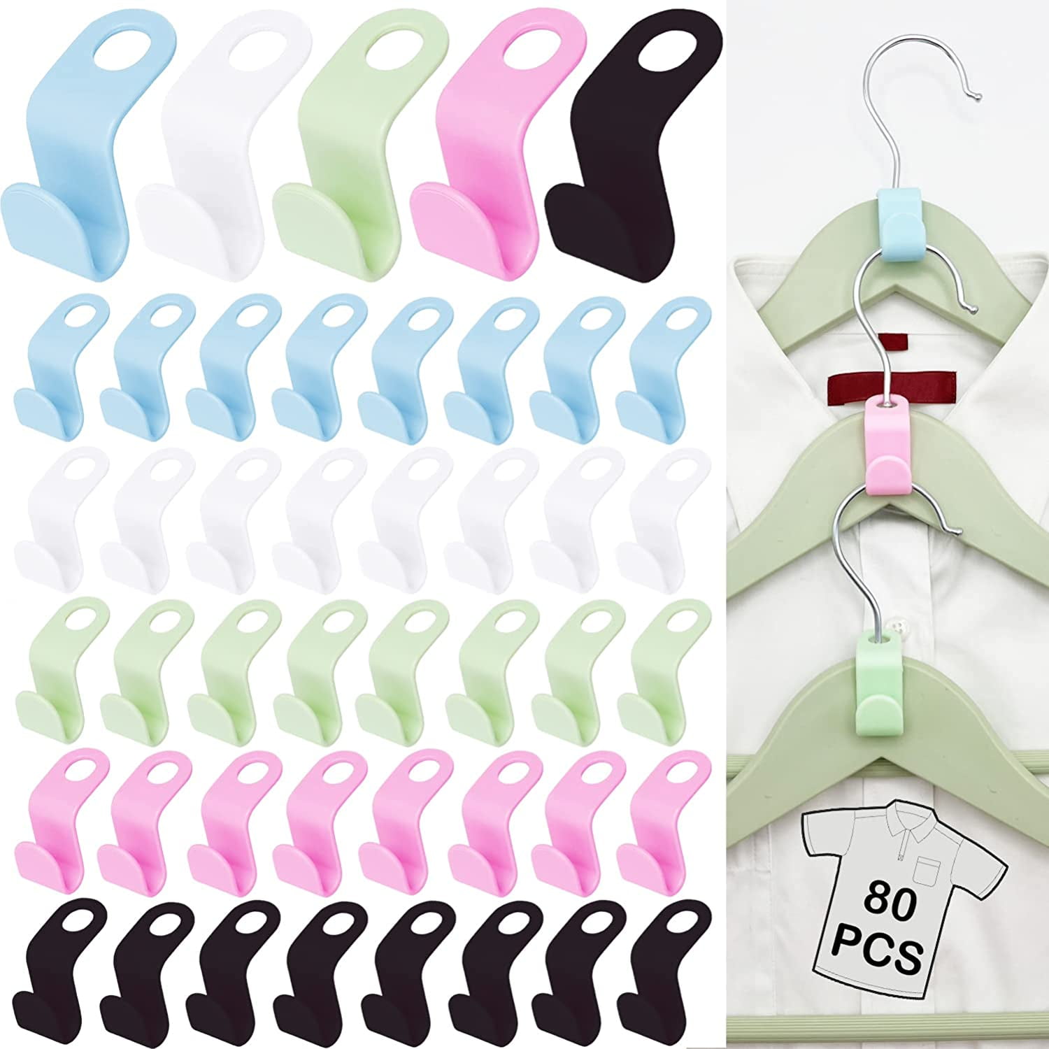 80 Pcs Clothes Hanger Connector Hooks Space-Saving Hanger Hooks, Heavy ...