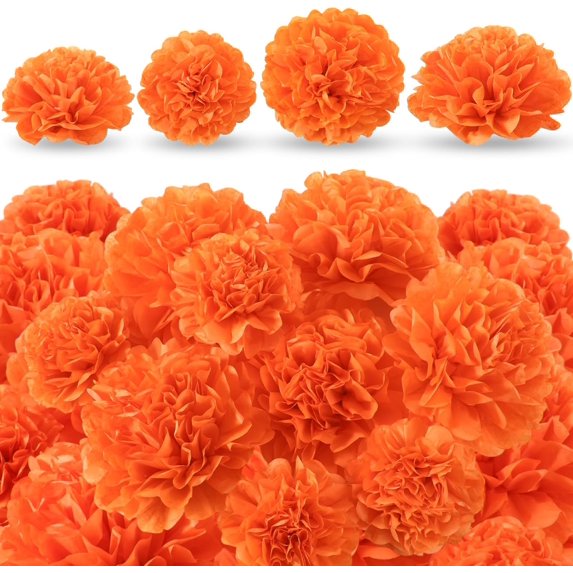 80 Pcs Day of The Dead Marigold Paper Flowers Large Tissue Paper ...