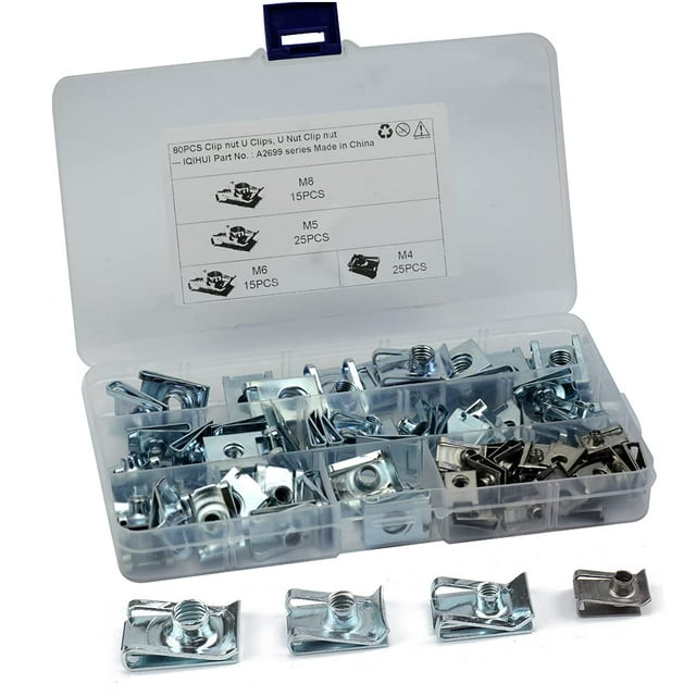 80 Pcs Fairing Spire Speed Clips Clamp Fastener Screws Nuts Kits, U Nut ...