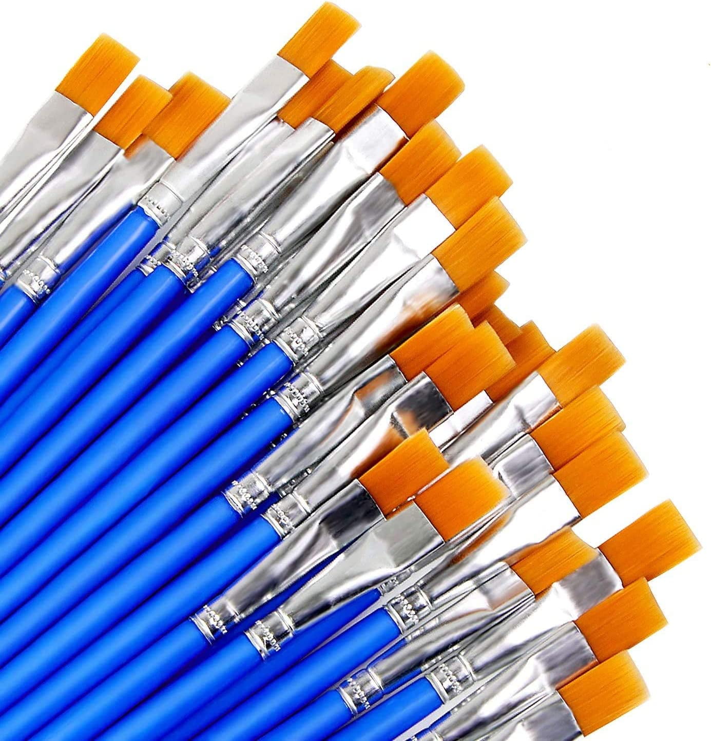 80 Pcs Flat Paint Brushes Set with Nylon Hair,Kids Small Paint Brushes ...