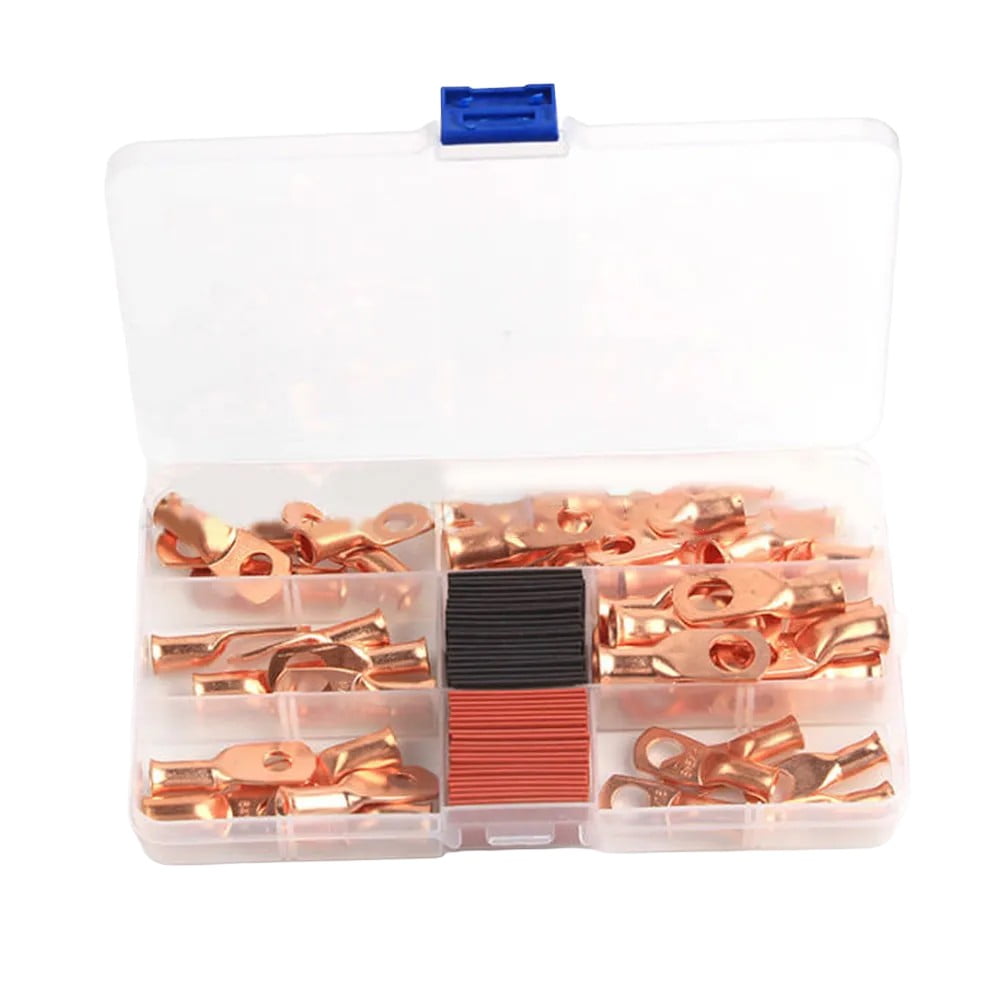 80 Pcs Heavy Duty Copper Wire Lugs with Shrink Tube Kit,include 8,6,4 ...