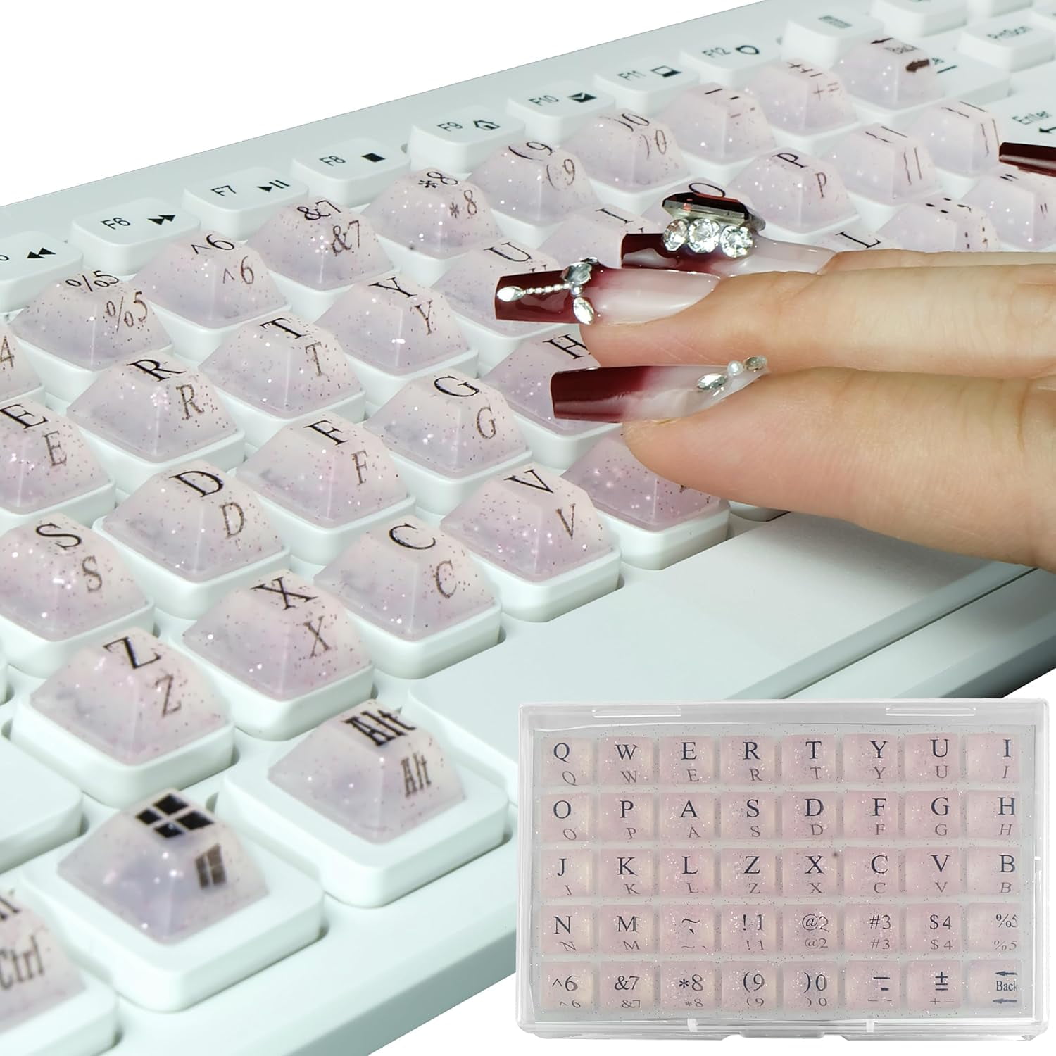 80 Pcs Keyboard Sticker for Long Nails Typing and Gaming, Symbolic and ...