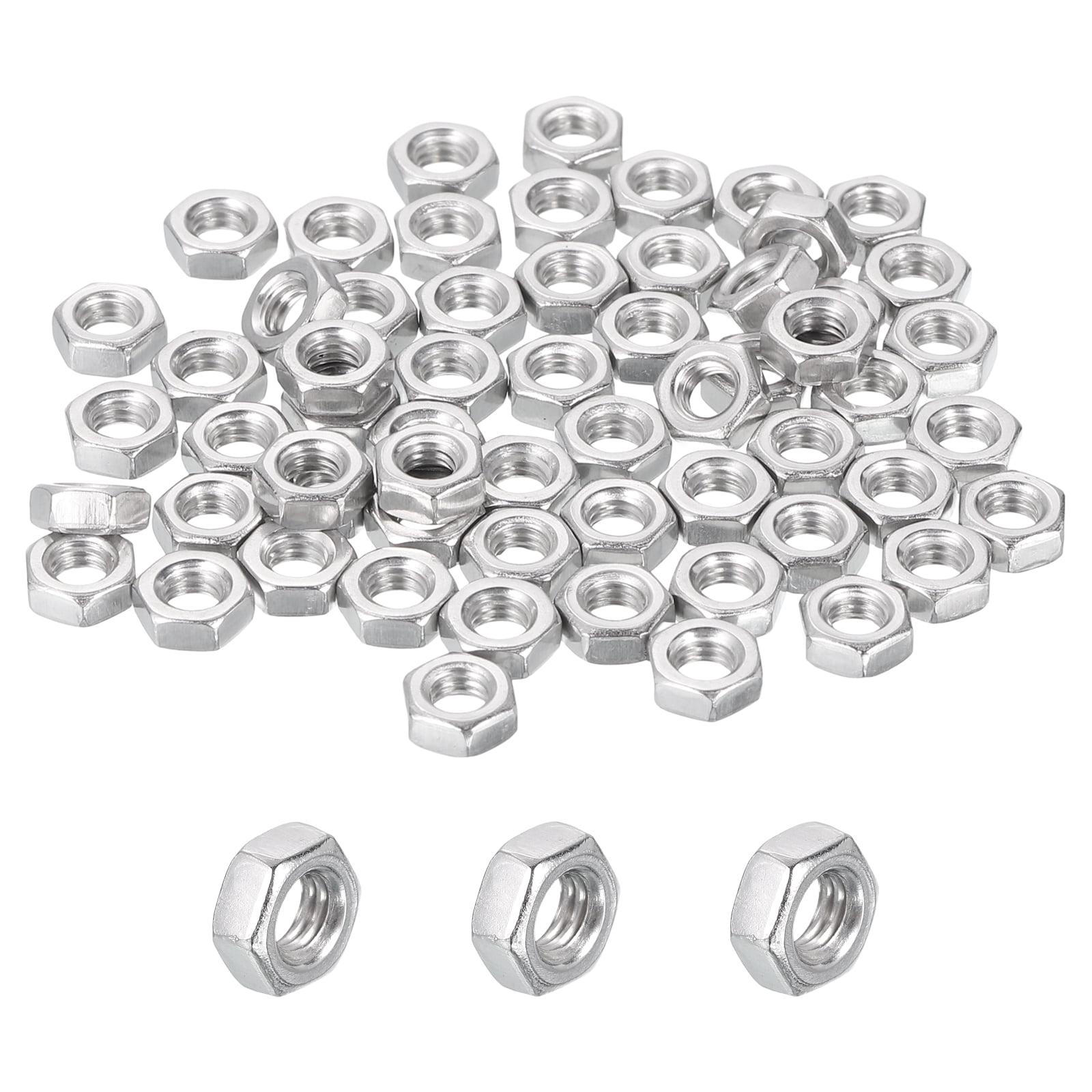 80 Pcs M4x0.7mm Hex Nuts, 304 Stainless Steel Metric Coarse Thread ...