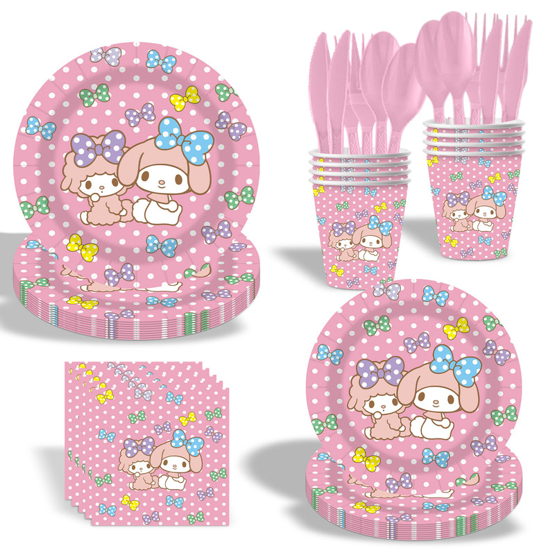80 Pcs My Melody Party Plates and Cups and Napkins sets for Girl Boys ...