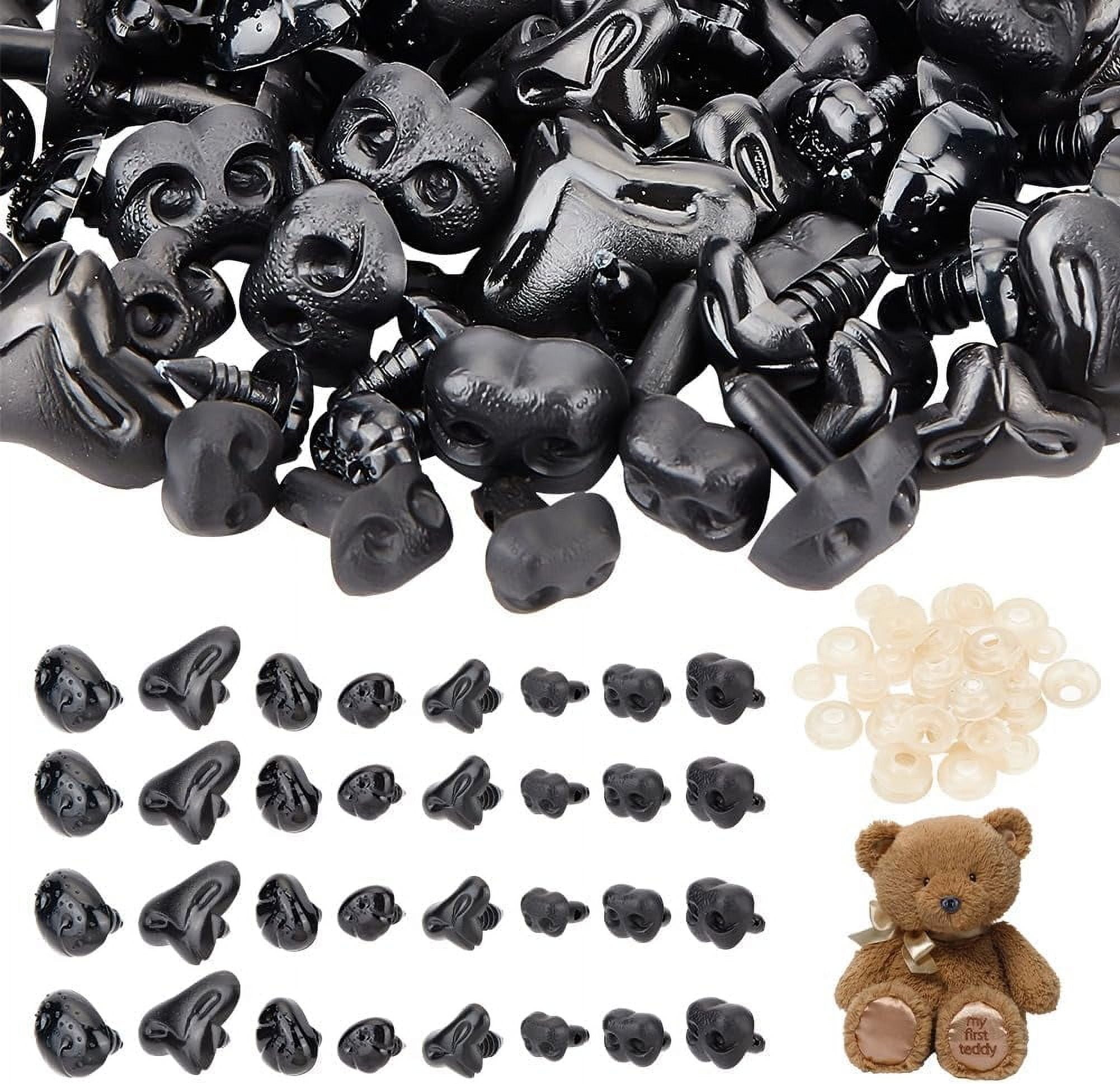 80 Pcs Plastic Safety Noses 8 Styles Black Plastic Noses Craft Nose Fox ...