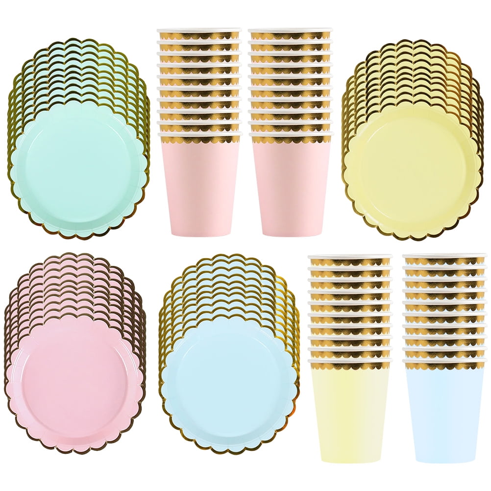 80 Pcs Plate Cup Paper Cups Birthday Plates Flatware Party Supplies for ...