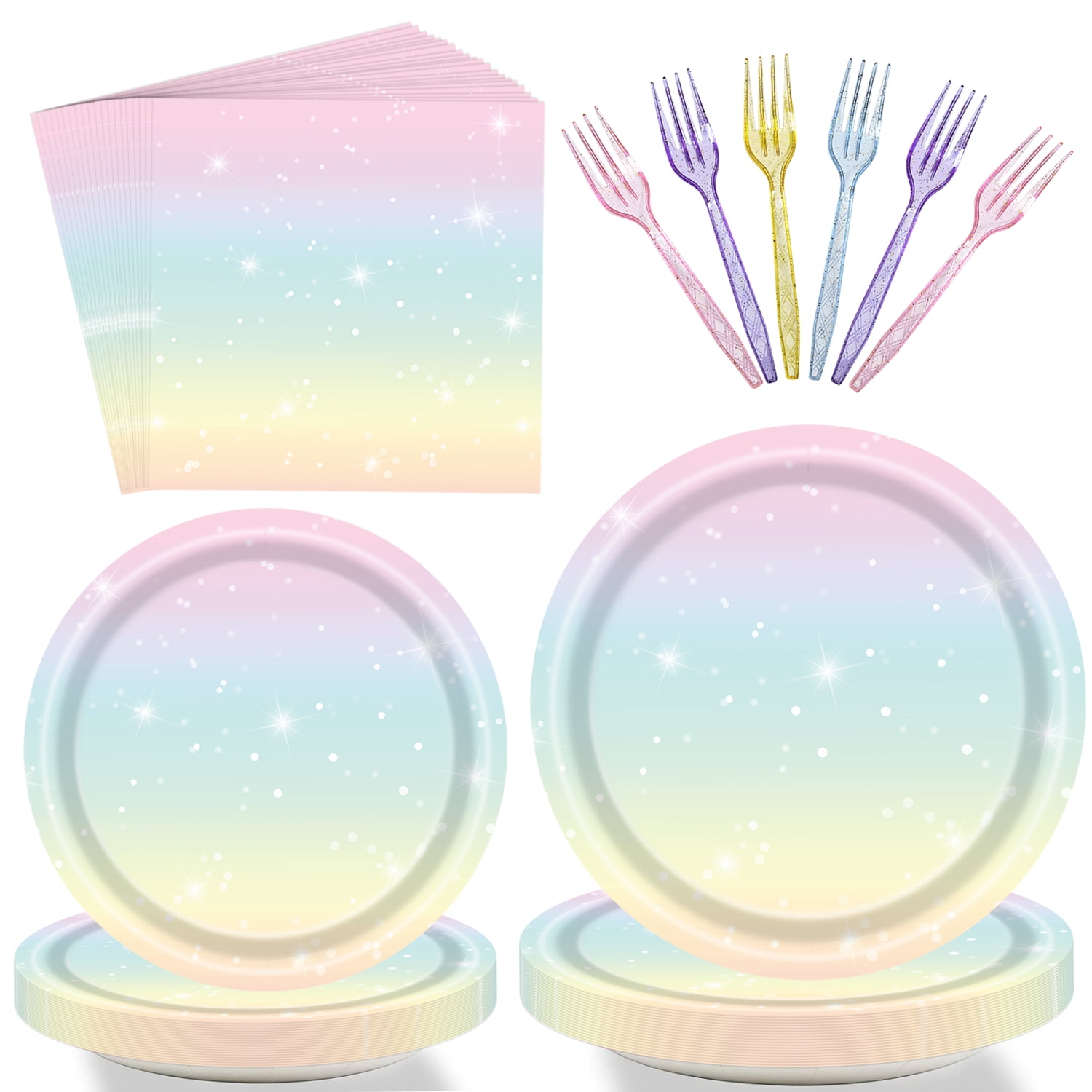80 Pcs Rainbow Dinnerware Set Party Supplies, Tableware Set for ...