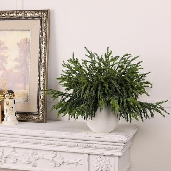 80 Pcs Real Touch Norfolk Pine Branches, Artificial Christmas Green ...