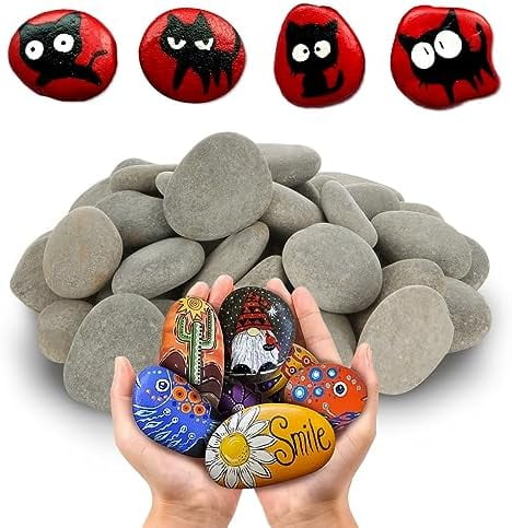 80 Pcs River Rocks for Painting, 1.2-2 Inch River Rocks Caft Rocks for ...