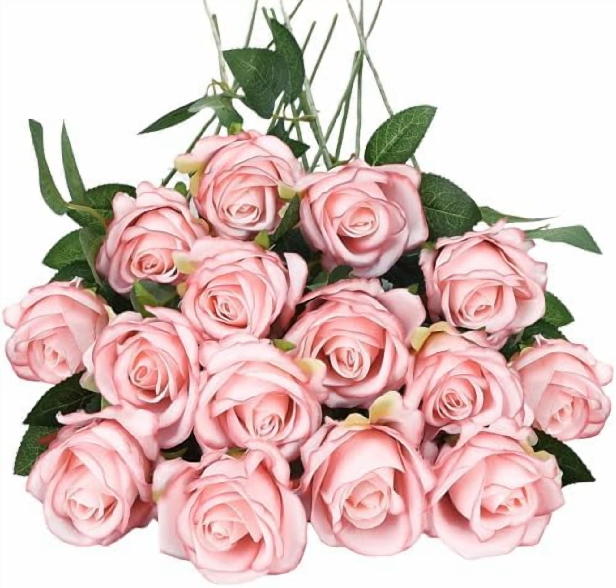 80 Pcs Roses Artificial Flowers, Silk Light Pink Artificial Flowers ...