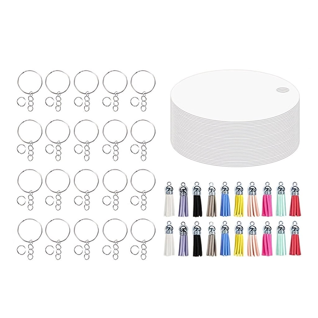 80 Pcs Sublimation Keychain Kits with Aluminum Blanks Colorful Tassels ...