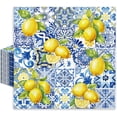 80 Pcs Tile Lemon Cocktail Napkin Blue Yellow Disposable Paper Napkin ...