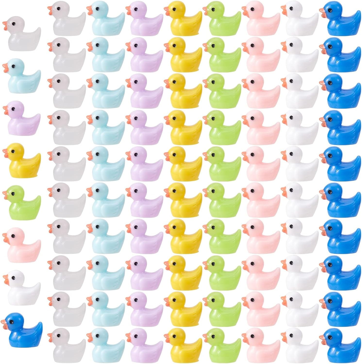 80 Pcs Tiny Ducks Mini Resin Duck Colorful Mini Duck Bulk Fairy Tale ...
