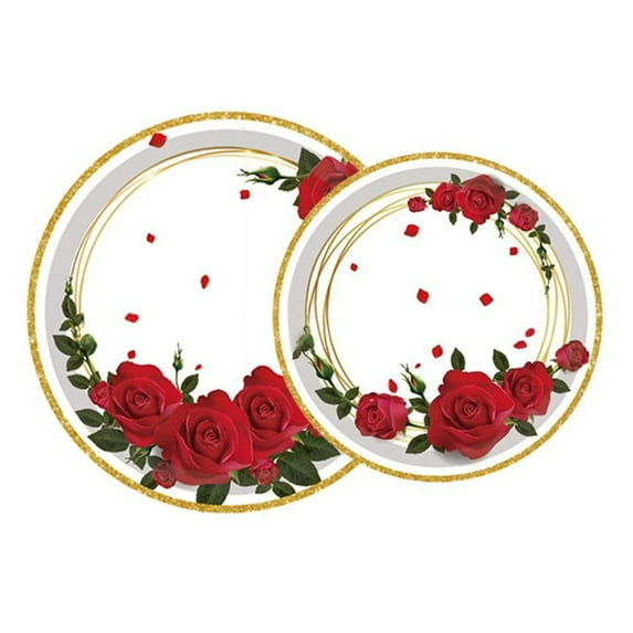 80 Pcs Valentines Day Themed Paper Tray Set Disposable Paper Plates ...