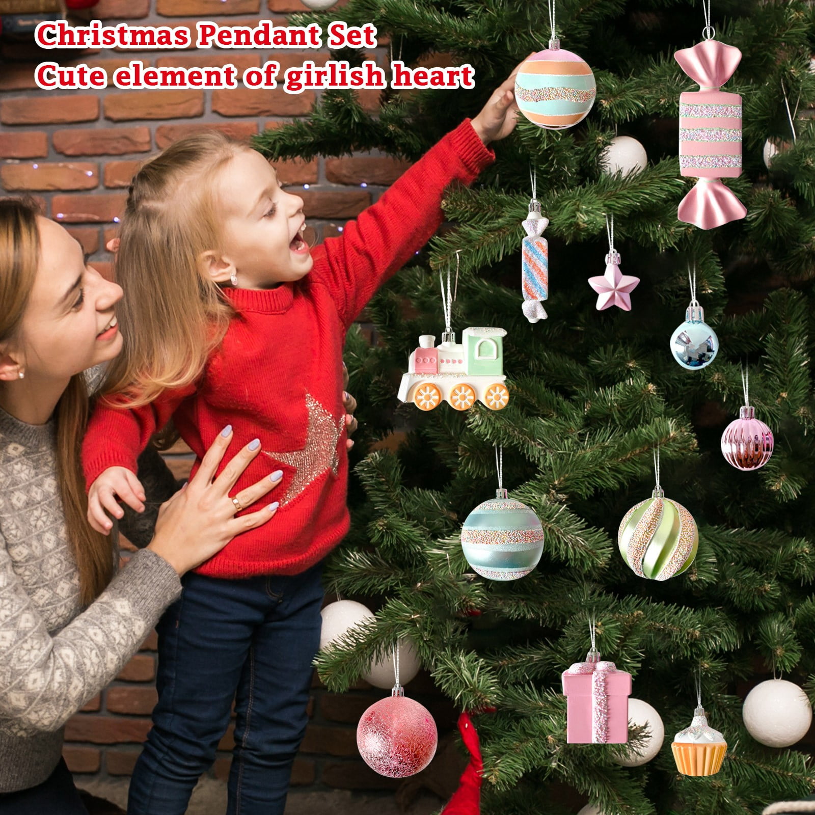 80-Piece Christmas Ball Ornaments Colorful Macaron Lollipop Candy Bus ...