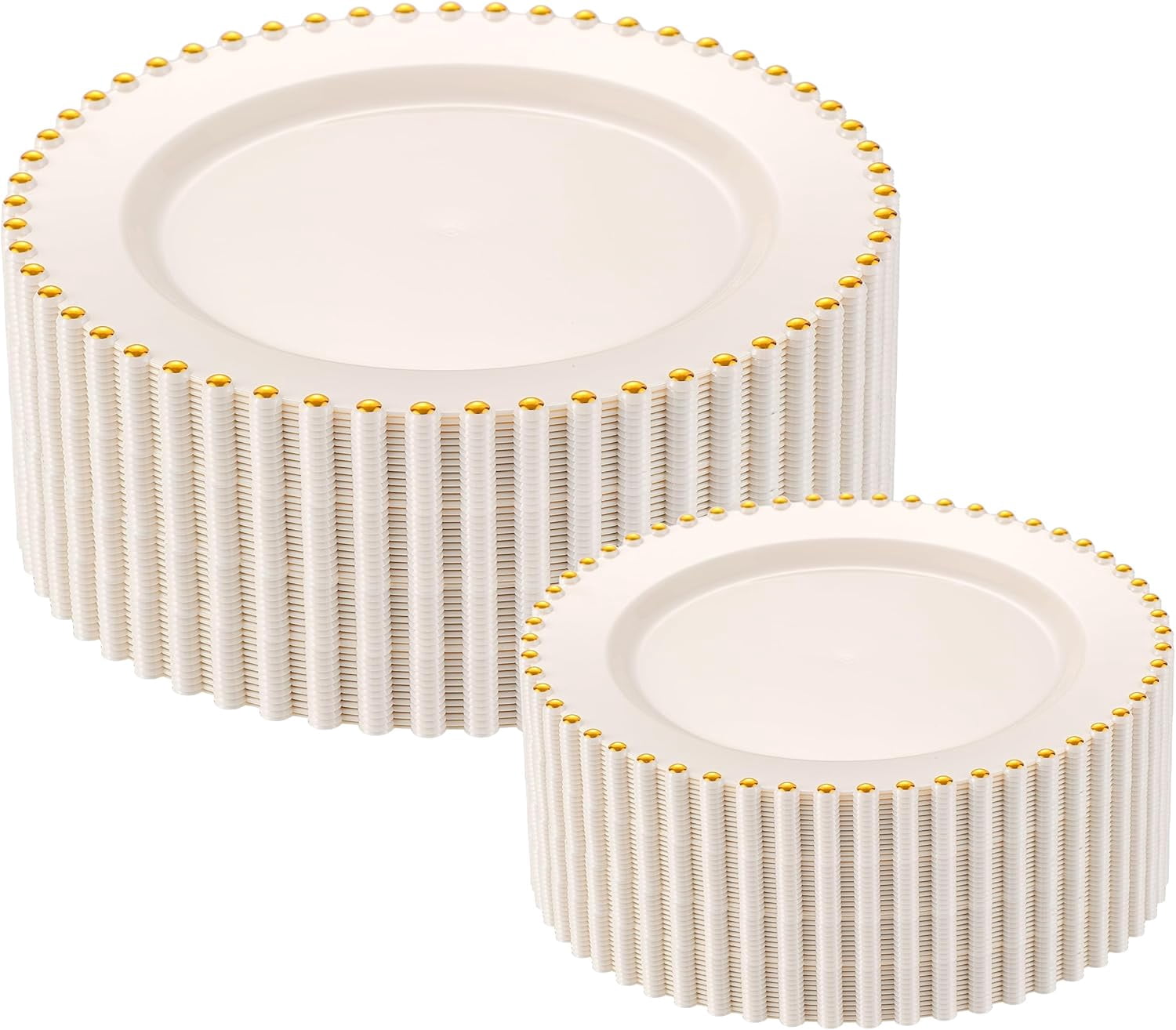 80-Piece Ivory Plastic Dinner and Dessert Plates with Gold Rim ...