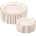 80-Piece Ivory Plastic Dinner and Dessert Plates with Gold Rim ...