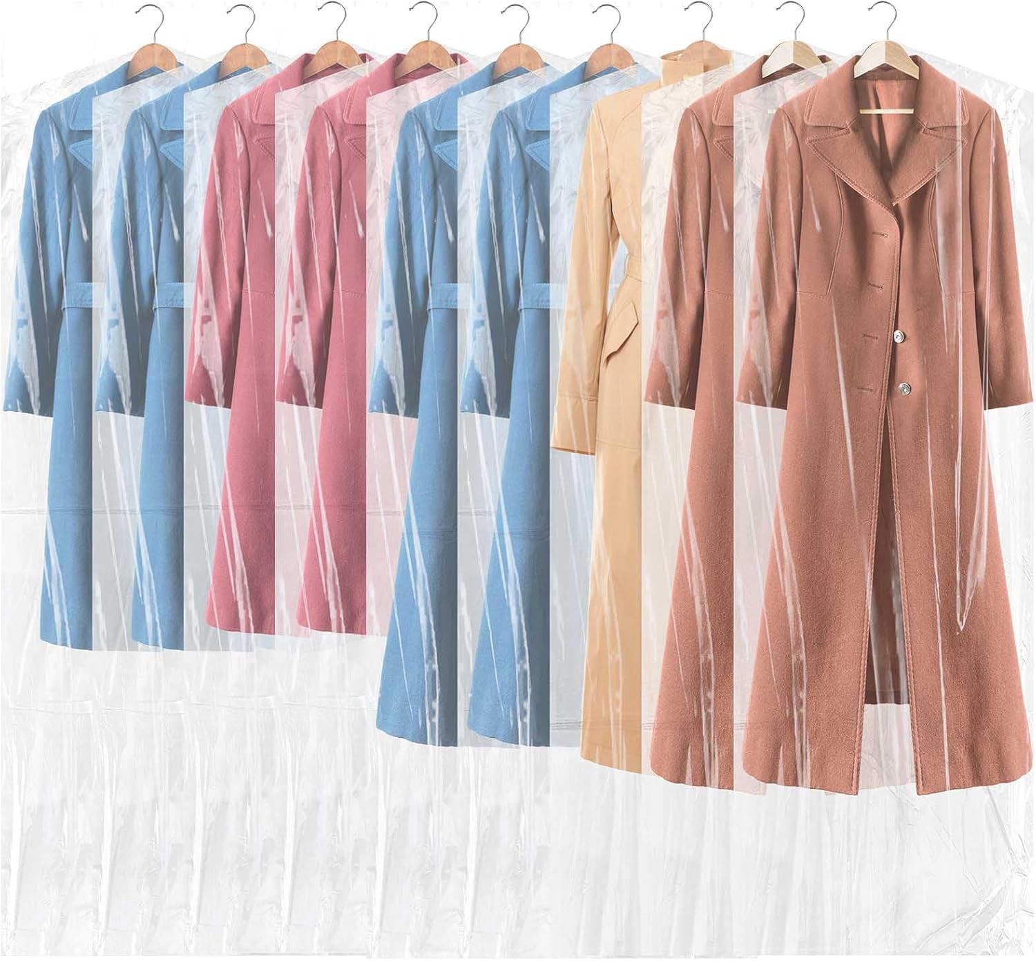80 Pieces 72 Inch Clear Plastic Garment Bags for Hanging Clothes Dry ...