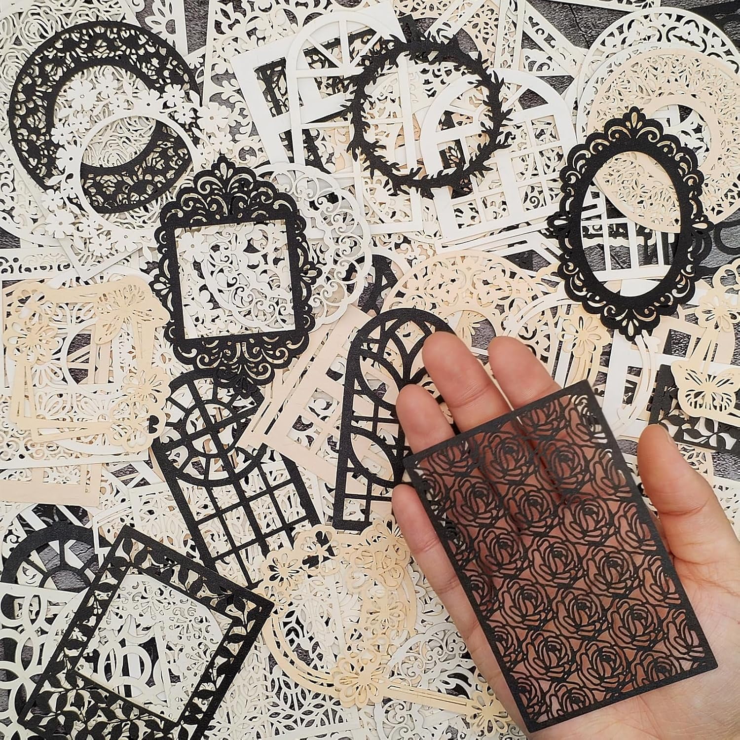 80 Pieces Cutout Scrapbook Paper, Vintage Lace Window Frames Decorative ...