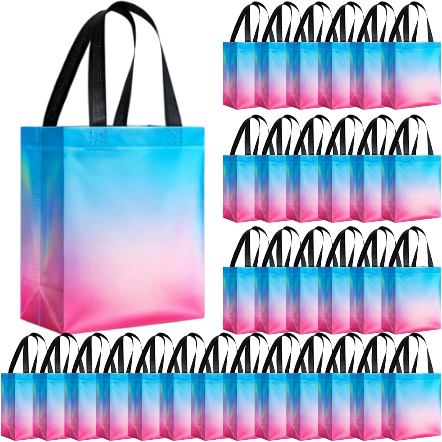 80 Pieces Gift Bags Set Glossy Reusable Tote with Handles Grocery Bags ...